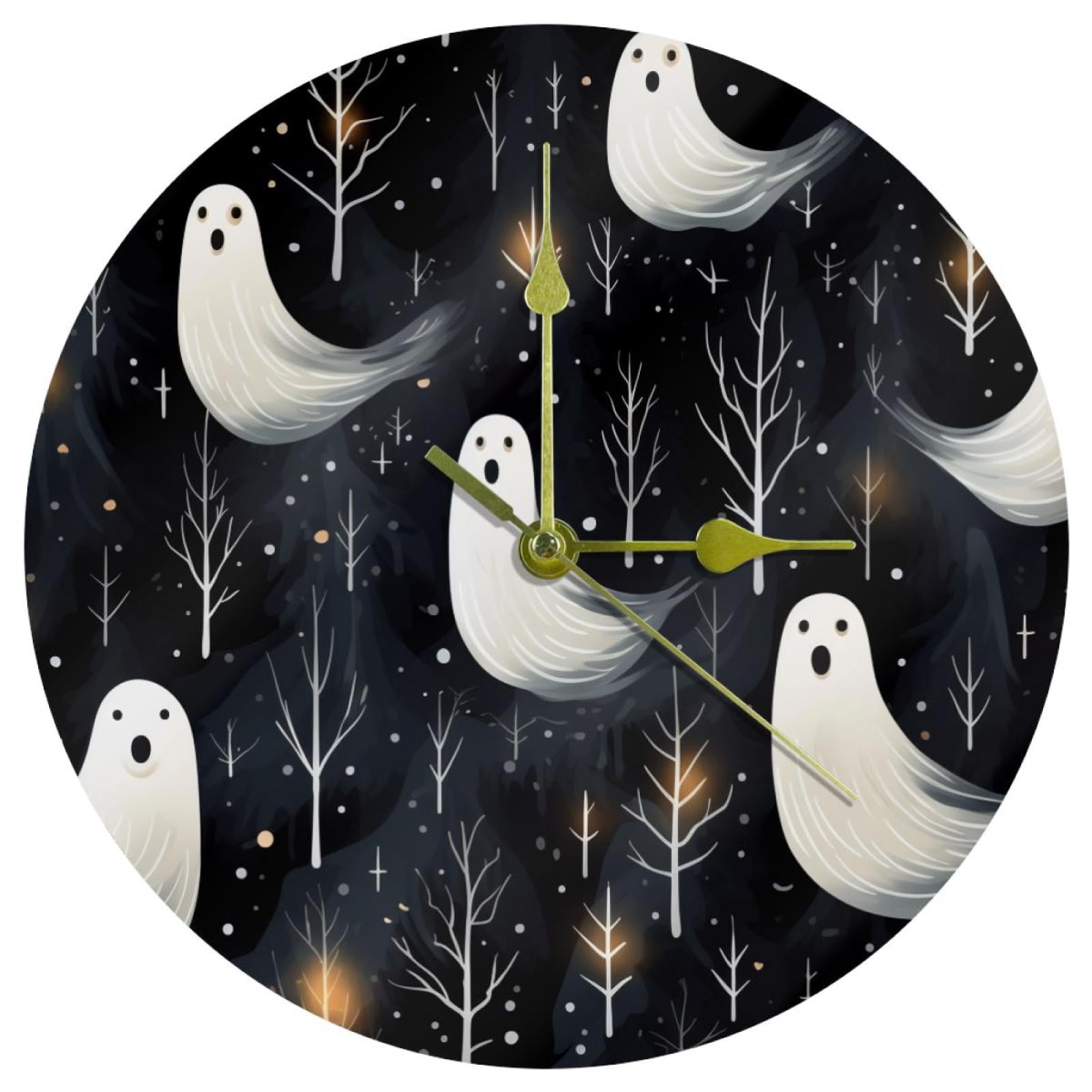 Halloween Ghosts Circular Acrylic Wall Clock - Elegant Timepiece for ...