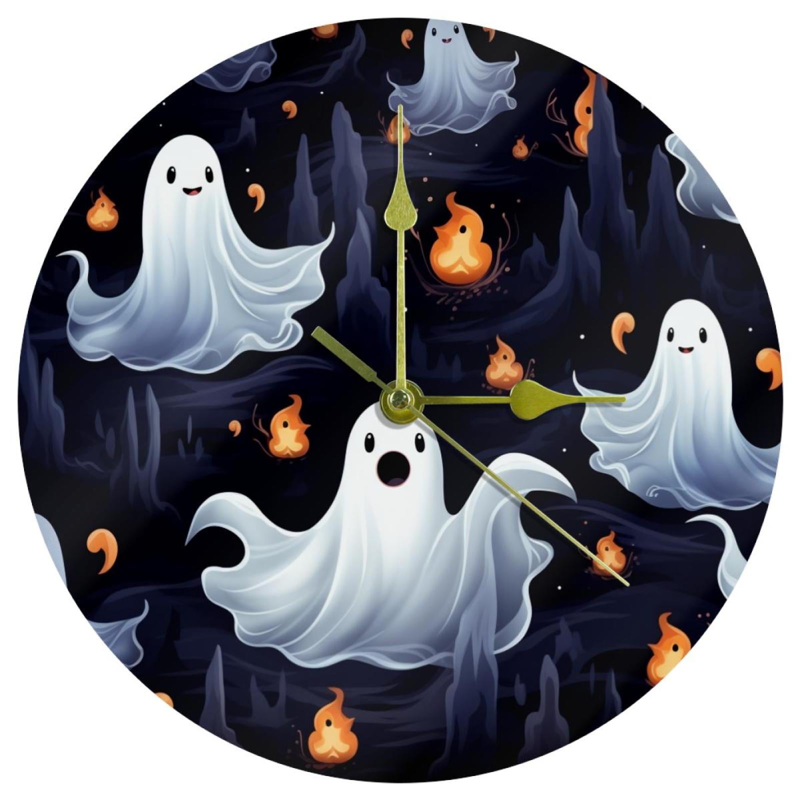 Halloween Ghosts Circular Acrylic Wall Clock - Elegant Timepiece for ...
