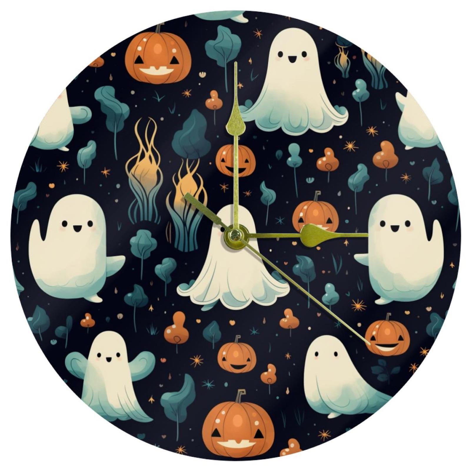 Halloween Ghosts Circular Acrylic Wall Clock - Sleek and Stylish ...