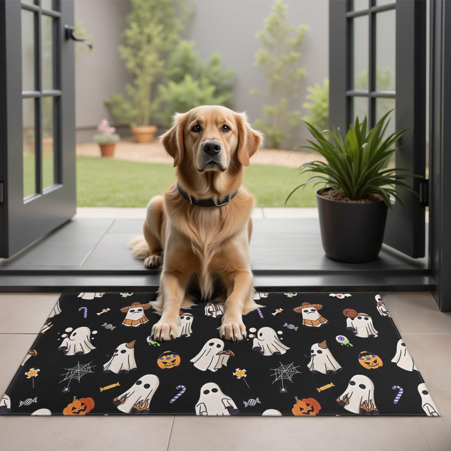 Halloween Ghosts with Costumes Door Rugs,Washable Non Slip Door Mats ...