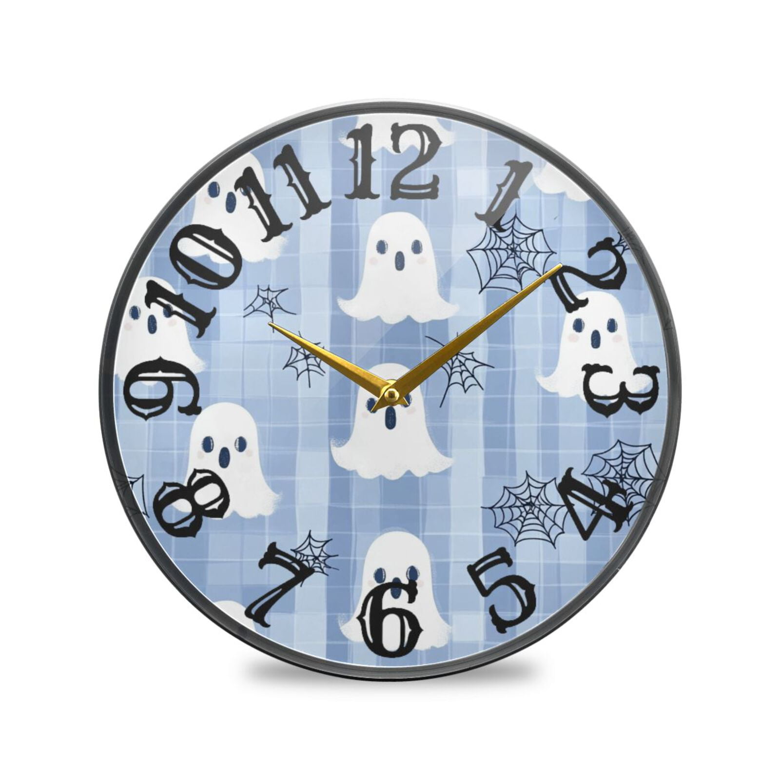 Halloween Ghosts Cute Wall Clock 10 Inch Silent Non Ticking Battery ...