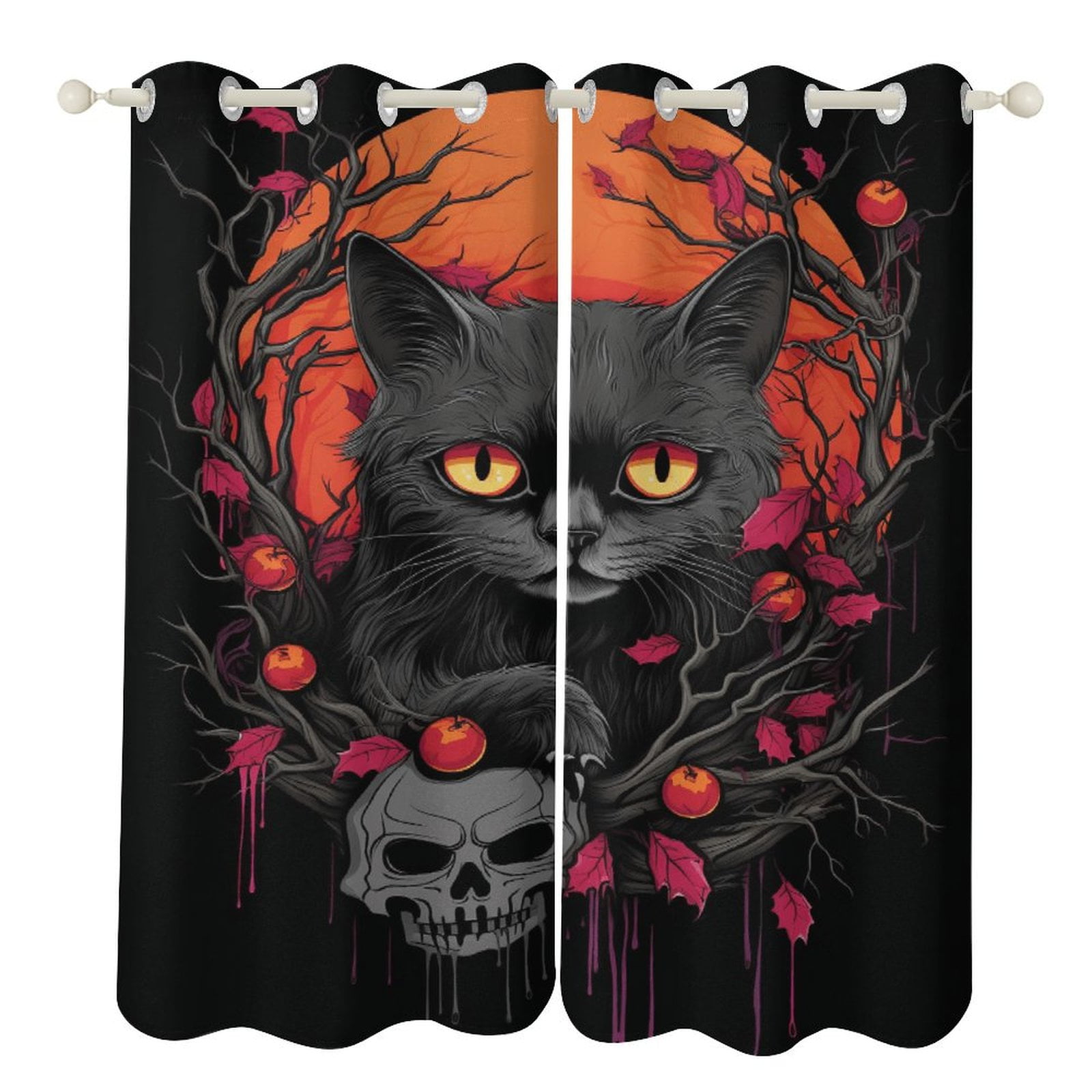 Halloween Ghosts Horror Pumpkin 2 Panel Curtain Set, Watercolor ...