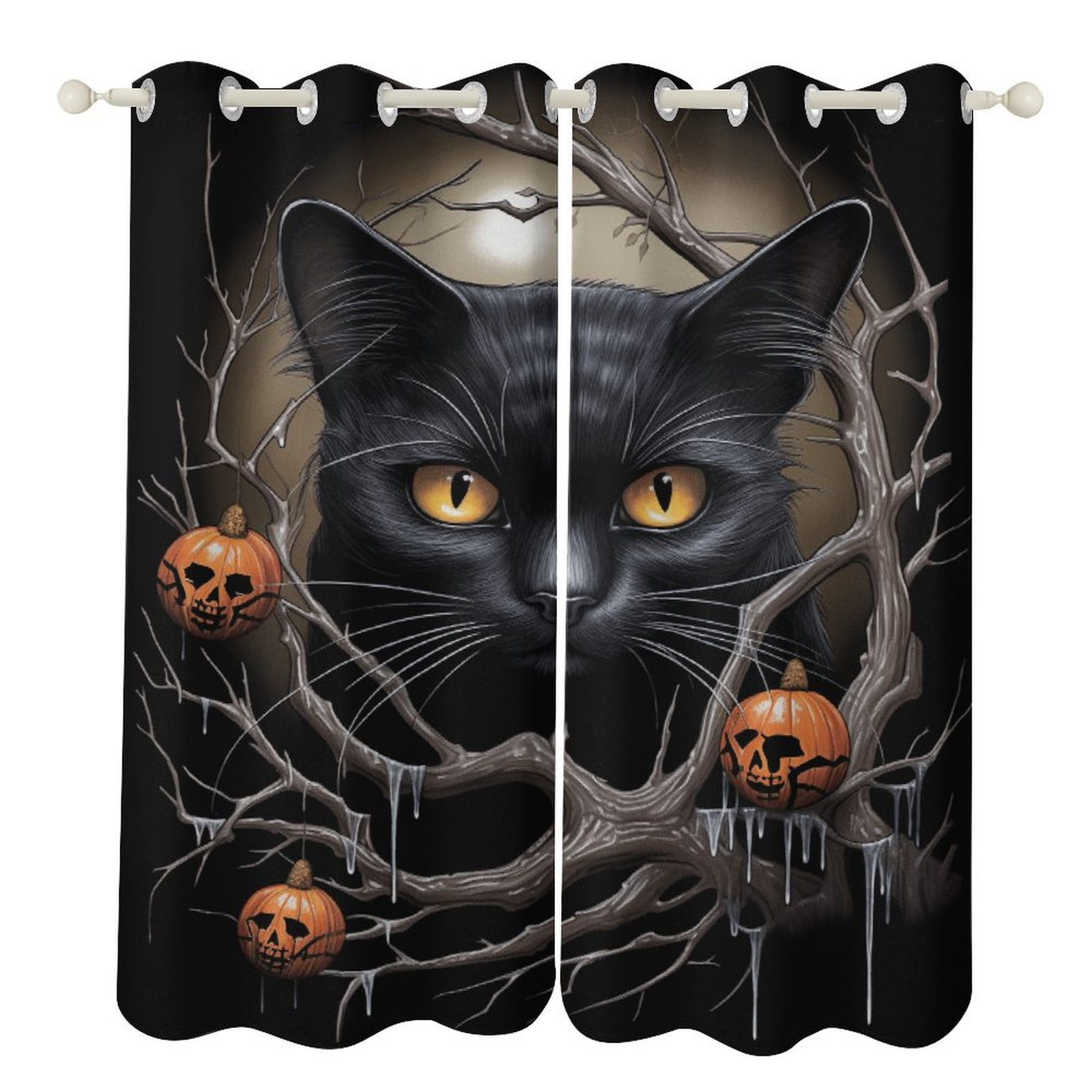 Halloween Ghosts Horror Pumpkin 2 Panel Curtain Set, Watercolor ...