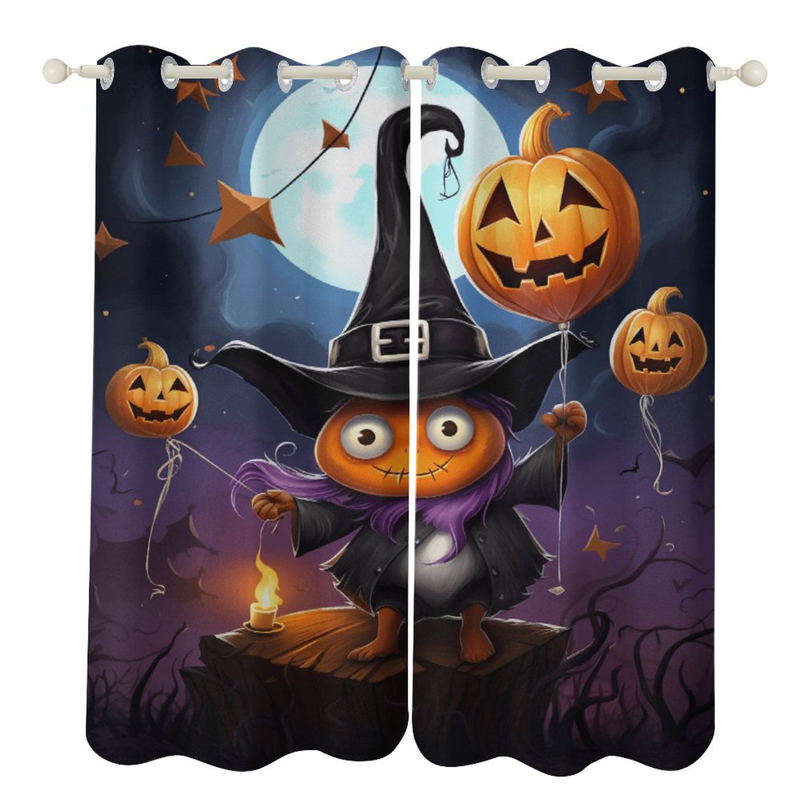Halloween Ghosts Horror Pumpkin 2 Panels 3D Printing Pattern Curtain ...