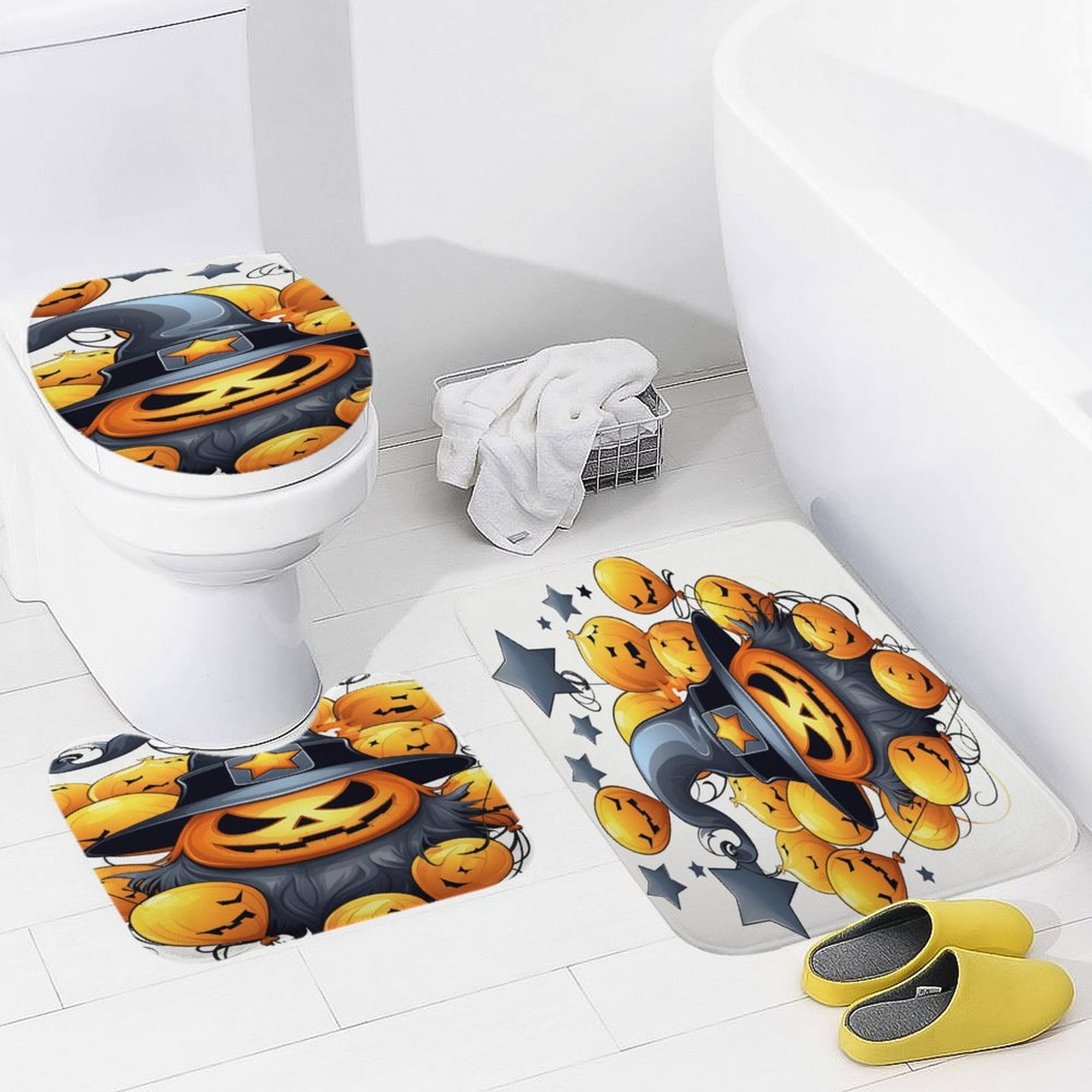 Halloween Ghosts Horror Pumpkin 3 Pieces Bath Mats Set, Non-Slip ...