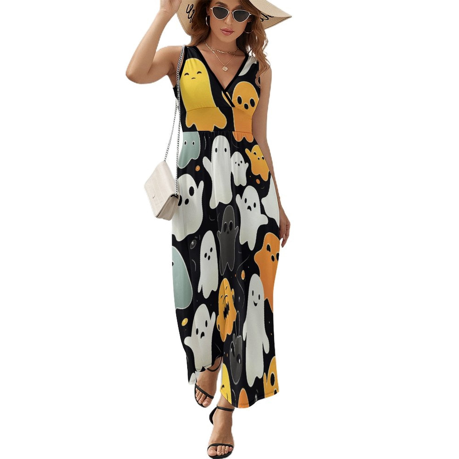 Halloween Ghosts Horror Pumpkin Art Sleeveless Dress Women's Summer ...