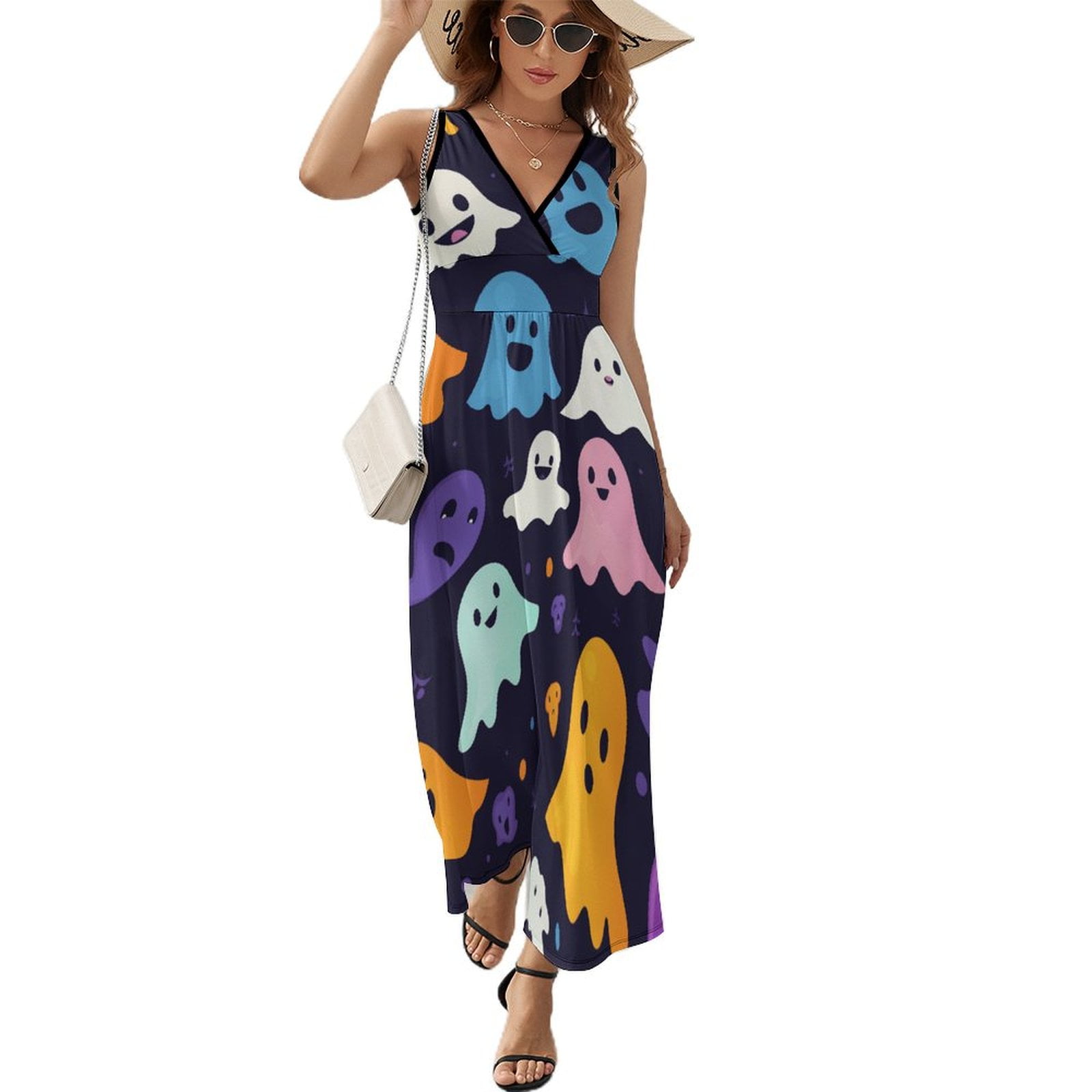 Halloween Ghosts Horror Pumpkin Art Sleeveless Dress Women's Summer ...