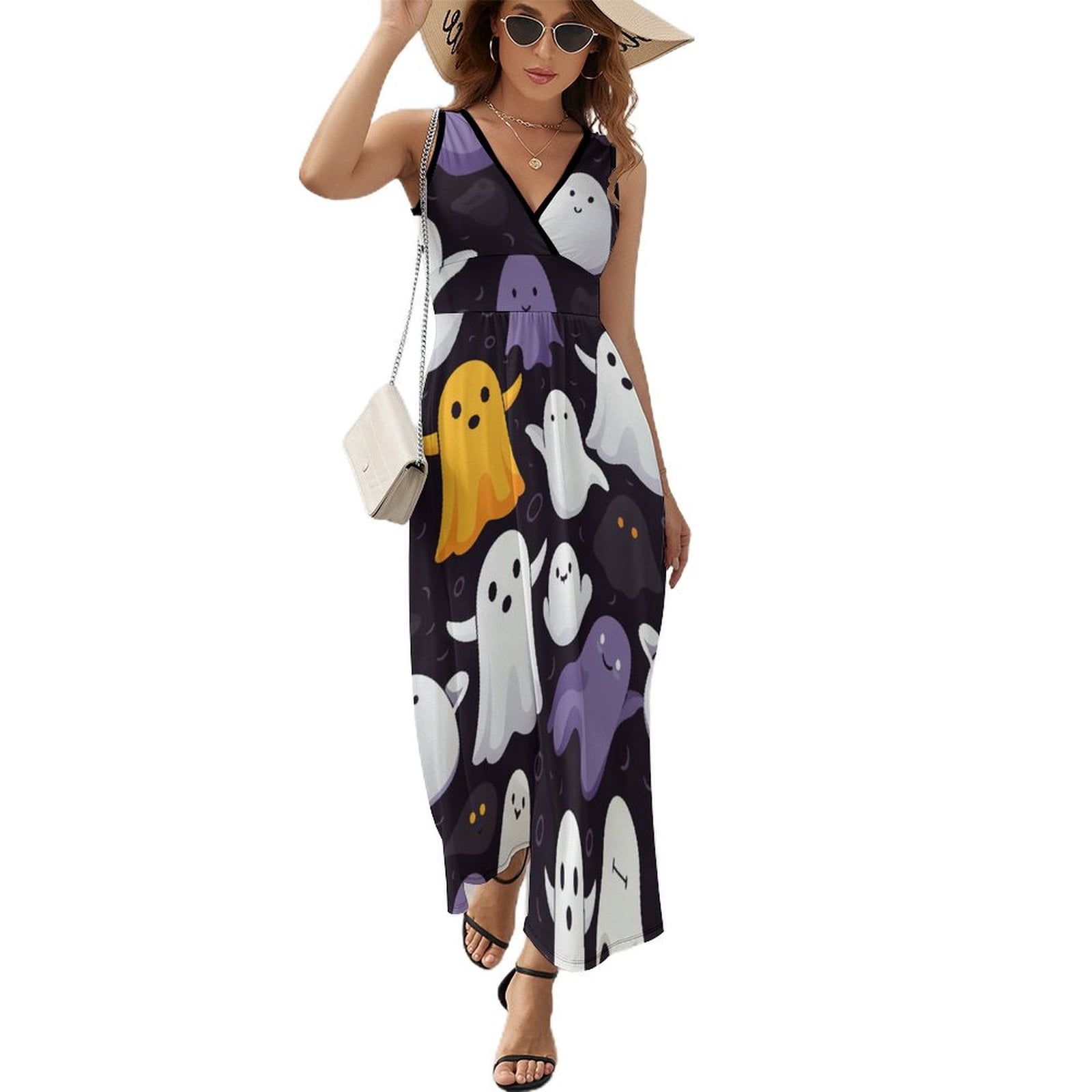 Halloween Ghosts Horror Pumpkin Art Sleeveless Dress Women's Summer ...