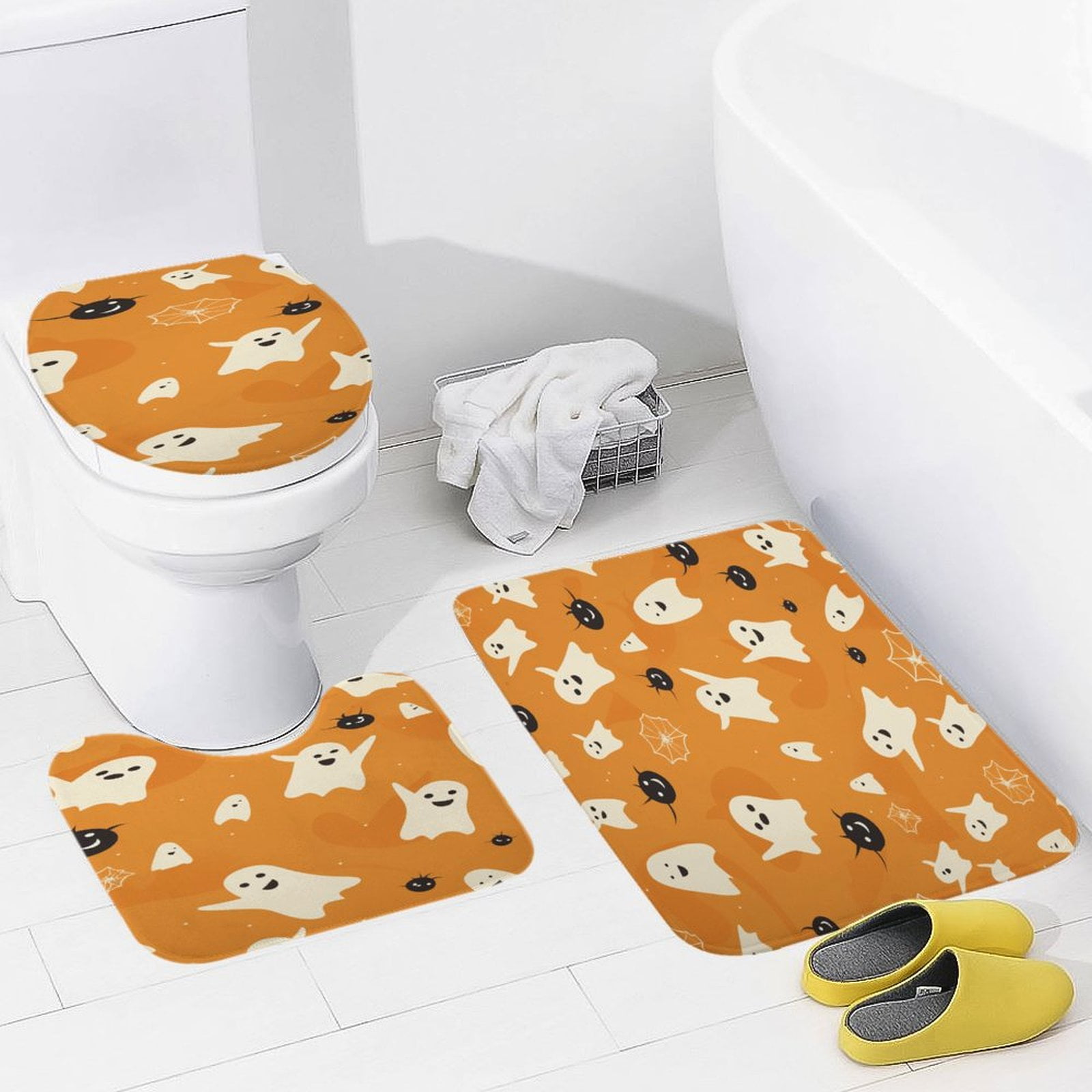 Halloween Ghosts Horror Pumpkin Bathroom Mats Set 3-piece Bath Mats ...