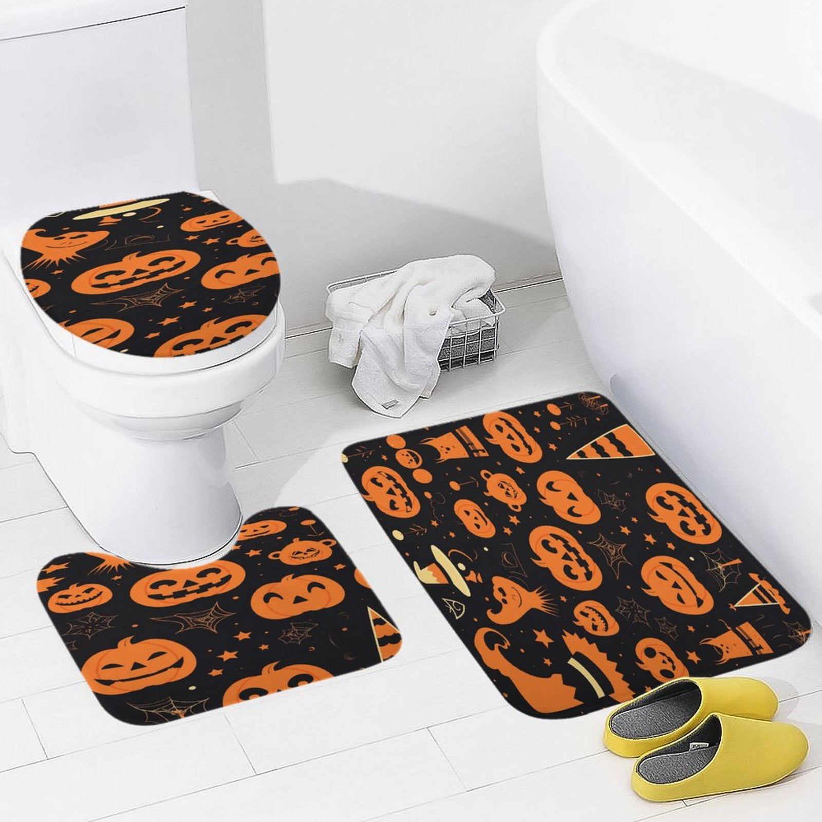 Halloween Ghosts Horror Pumpkin Bathroom Mats Set 3-piece Bath Mats ...