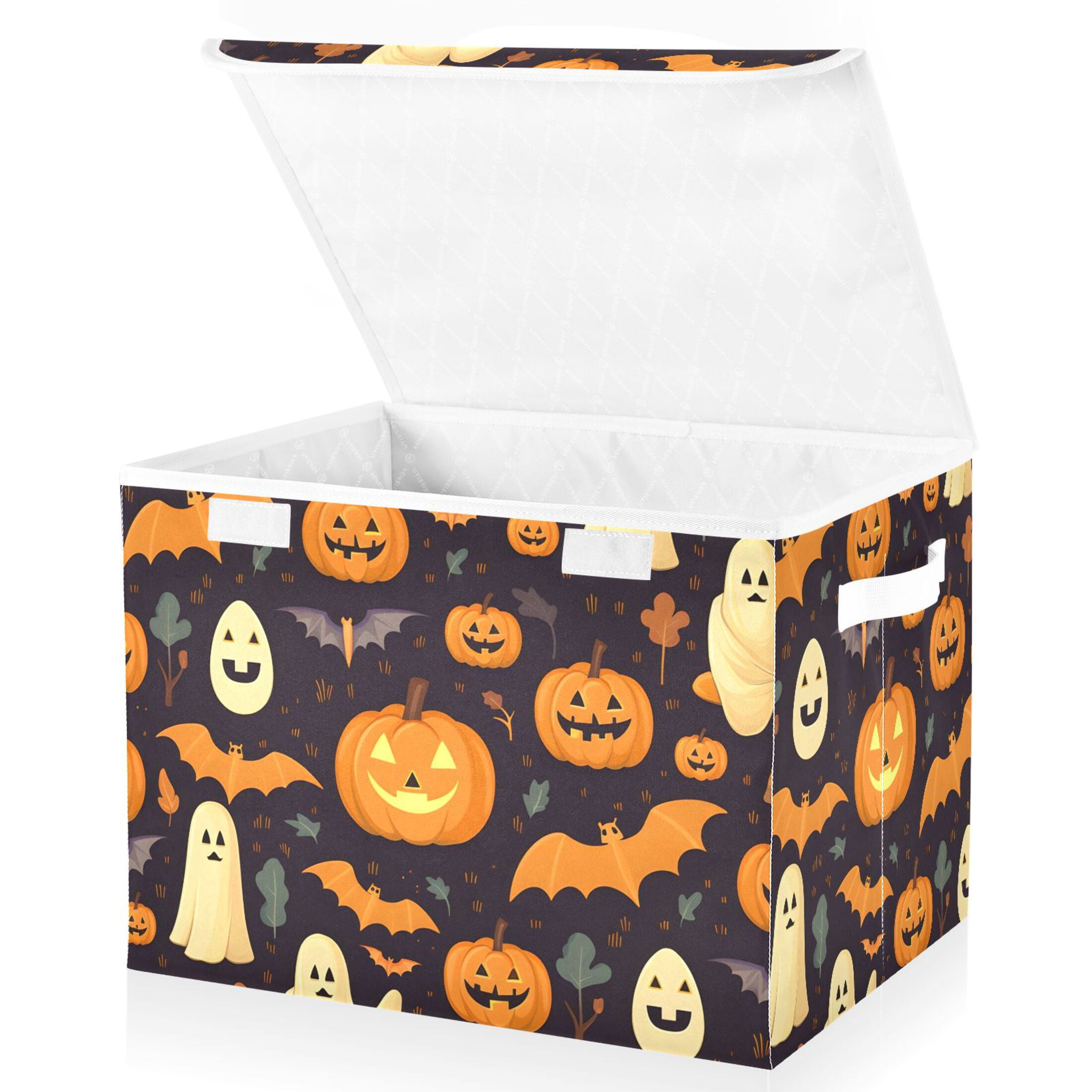Halloween Ghosts and Pumpkins Bats Large Lidded Bin Foldable Storage ...