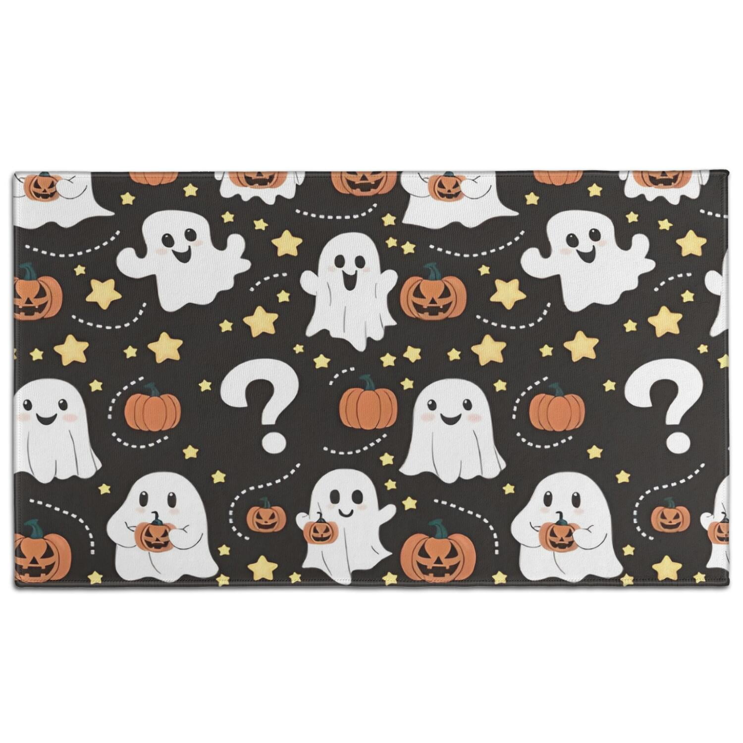 Halloween Ghosts with Pumpkins and Stars Door Rugs,Washable Non Slip ...