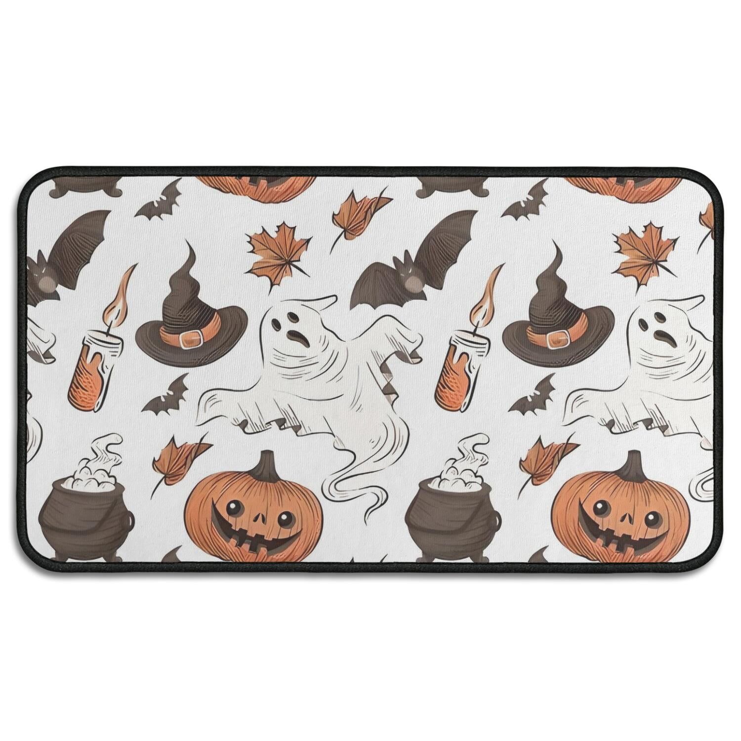 Halloween Ghosts Pumpkins and Witch Hats Door Rugs,Washable Non Slip ...