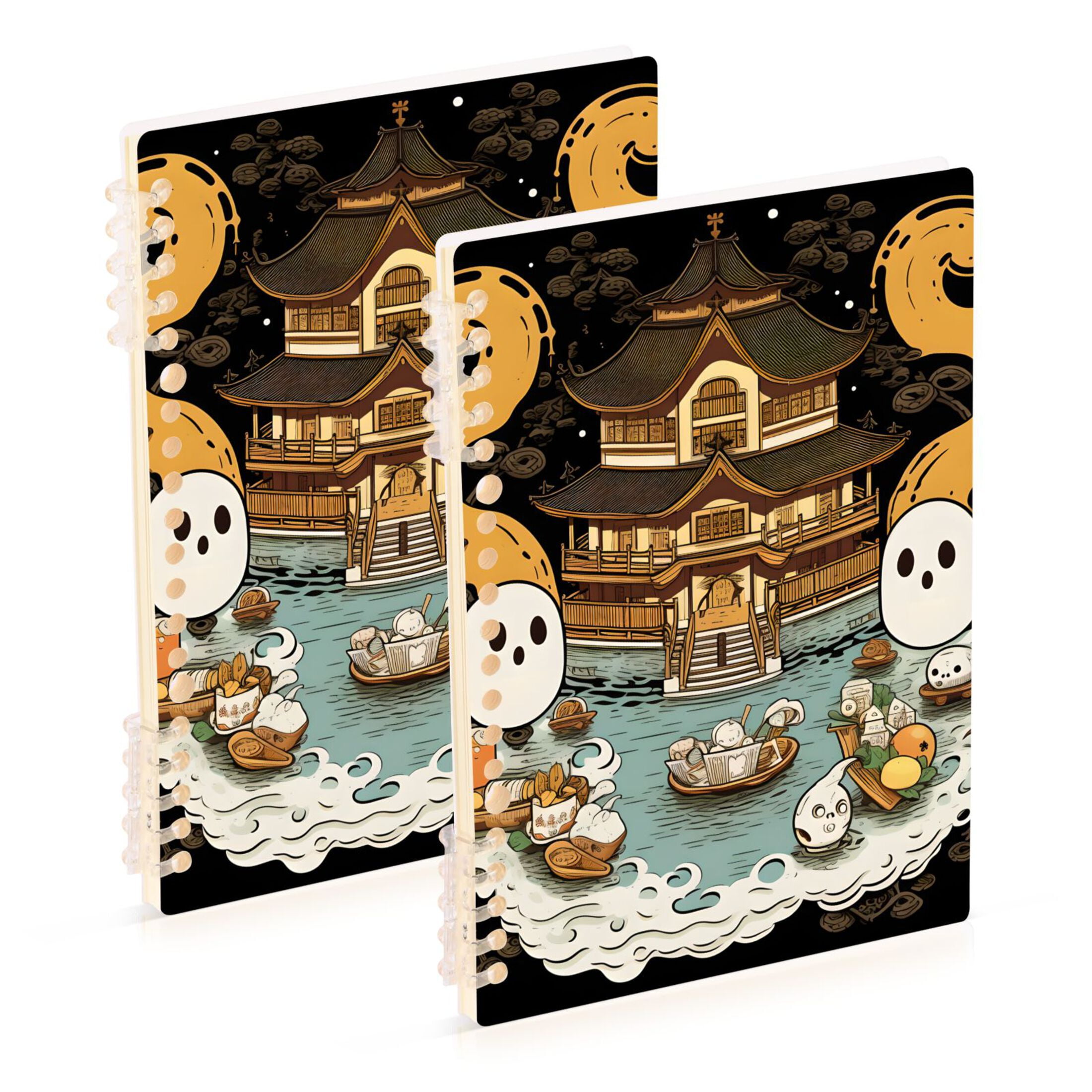 Halloween Ghosts Ring Binder Notebook Journey Note Diary College Ruled ...