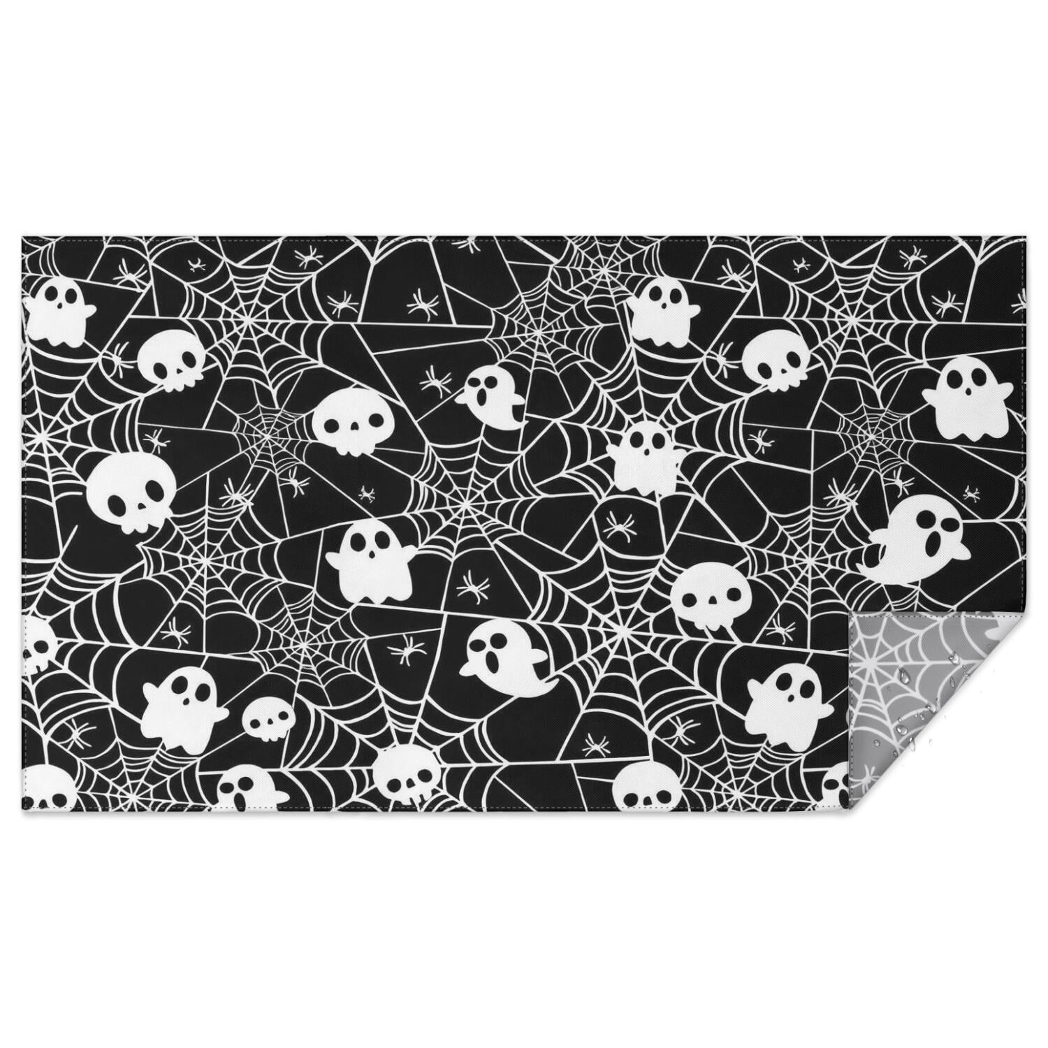 Halloween Ghosts and Skulls in Spider Webs Rectangle Tablecloth 60"x102 ...