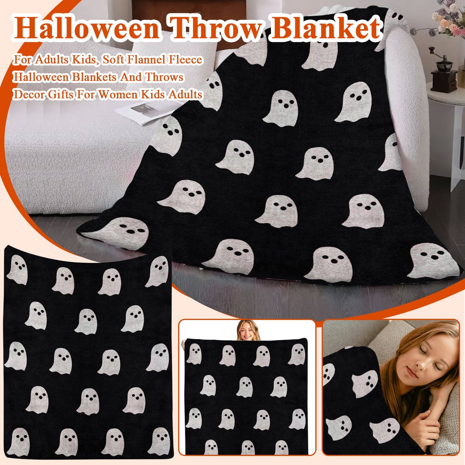 Halloween Ghosts Small Ghost Halloween Theme Blanket 80*120Cm Halloween ...
