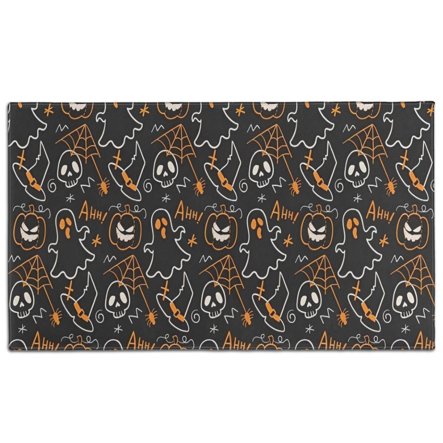 Halloween Ghosts and Spider Webs Door Rugs,Washable Non Slip Door Mats ...