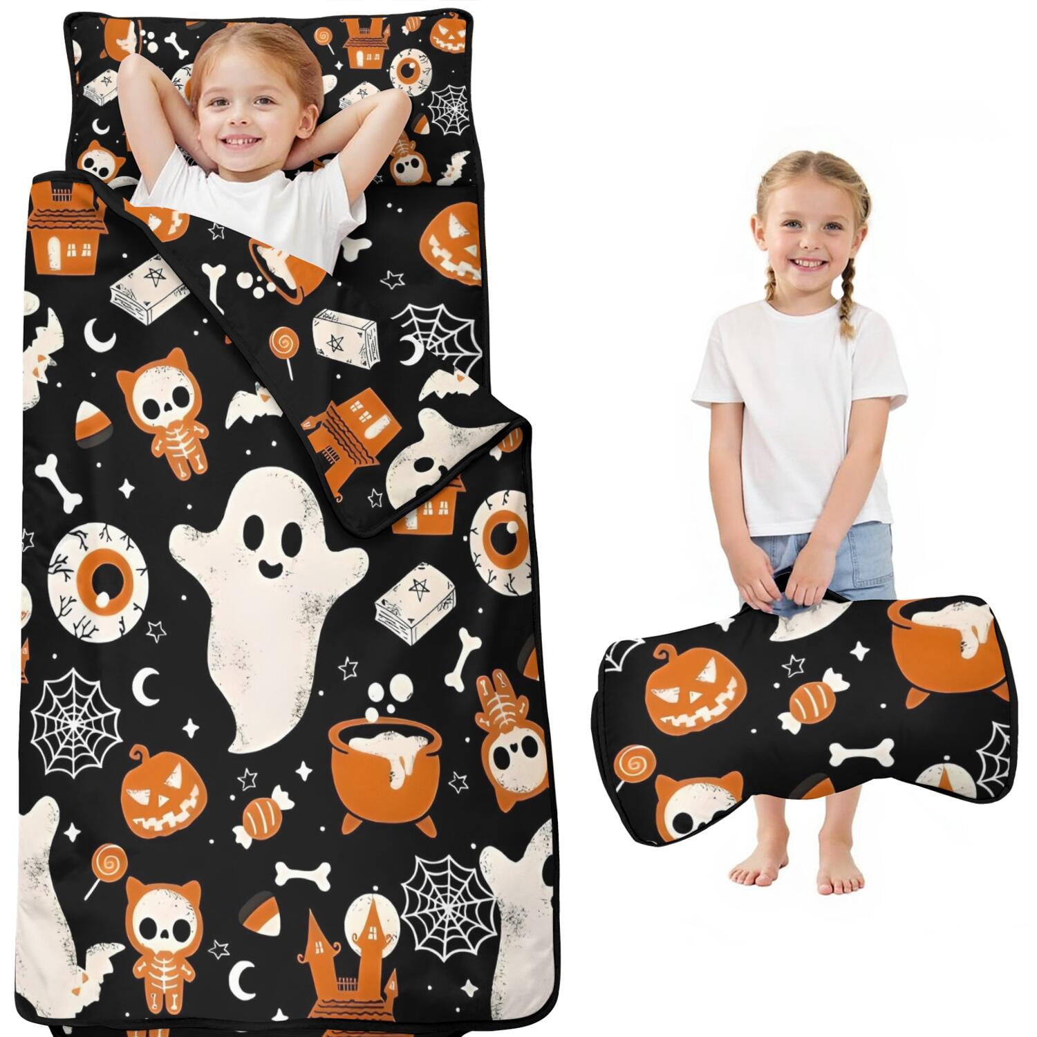 Halloween Ghosts and Spooky Elements Toddler Nap Mats for Kids ...