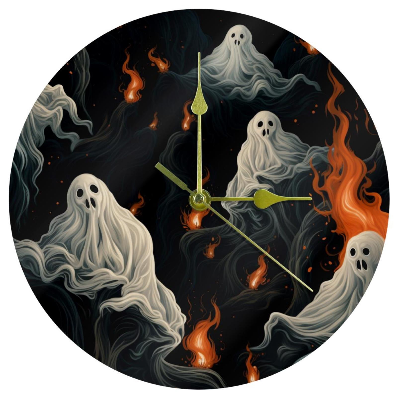 Halloween Ghosts Stylish Circular Wall Clock - Durable Acrylic Material - Modern Timepiece for ...