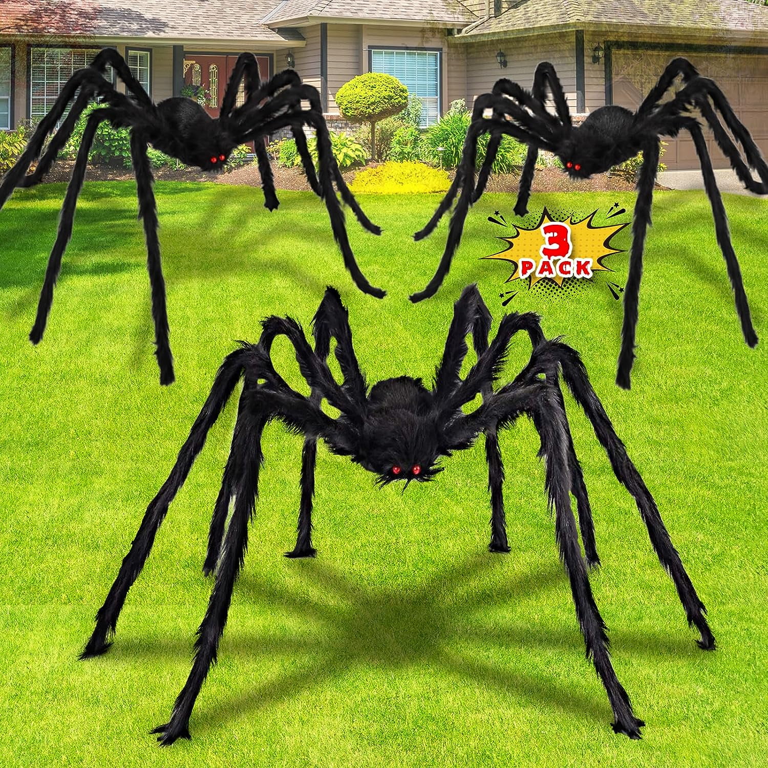 Halloween Giant Spider 6.6 Ft,Outdoor Halloween Decorations Large Fake ...