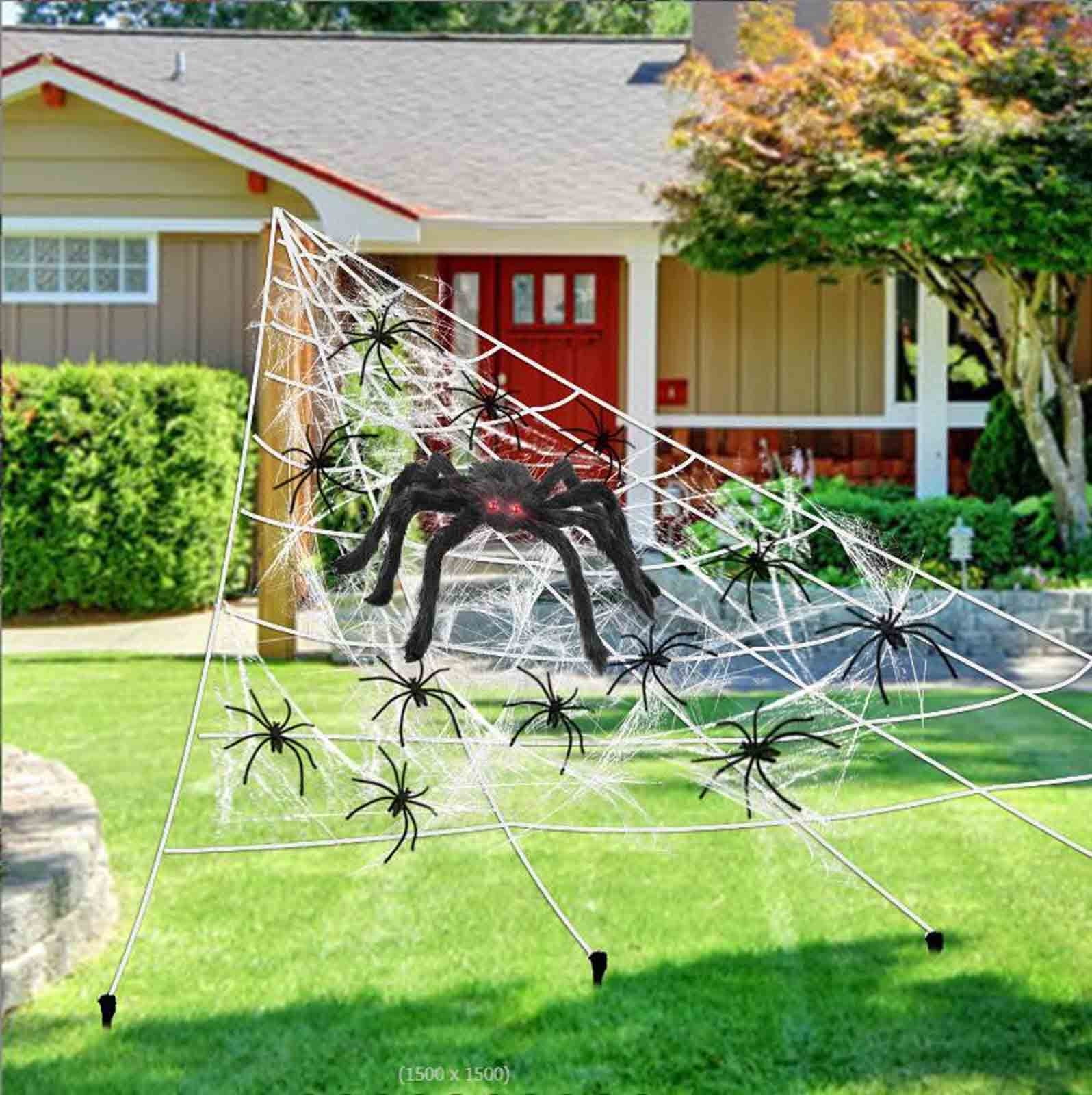 Halloween Giant Spider Web Decoration Outside 16ft + Giant Spider 35 ...