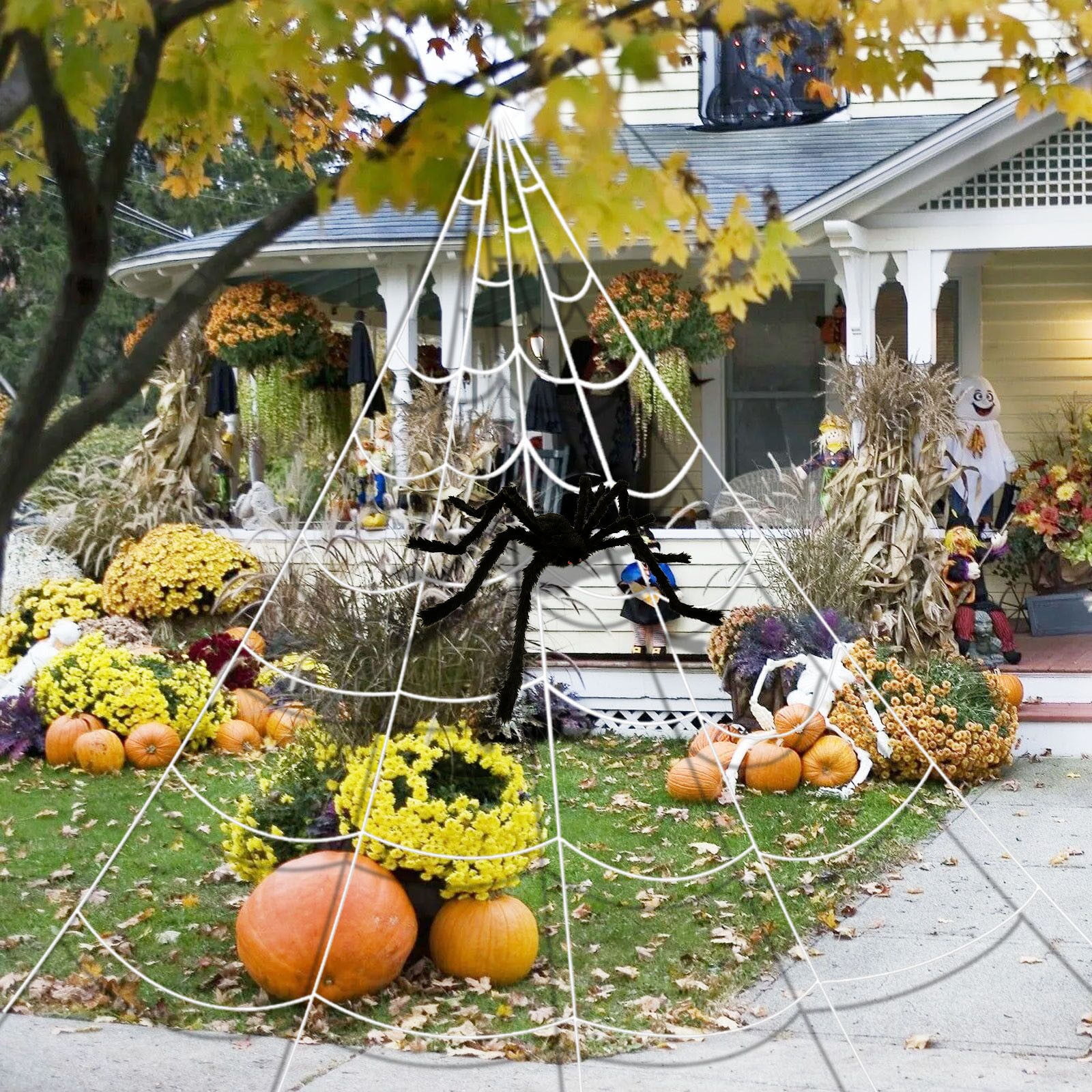 Halloween Giant Spider Webs Decorations Large Outdoor Yard Decor Scary