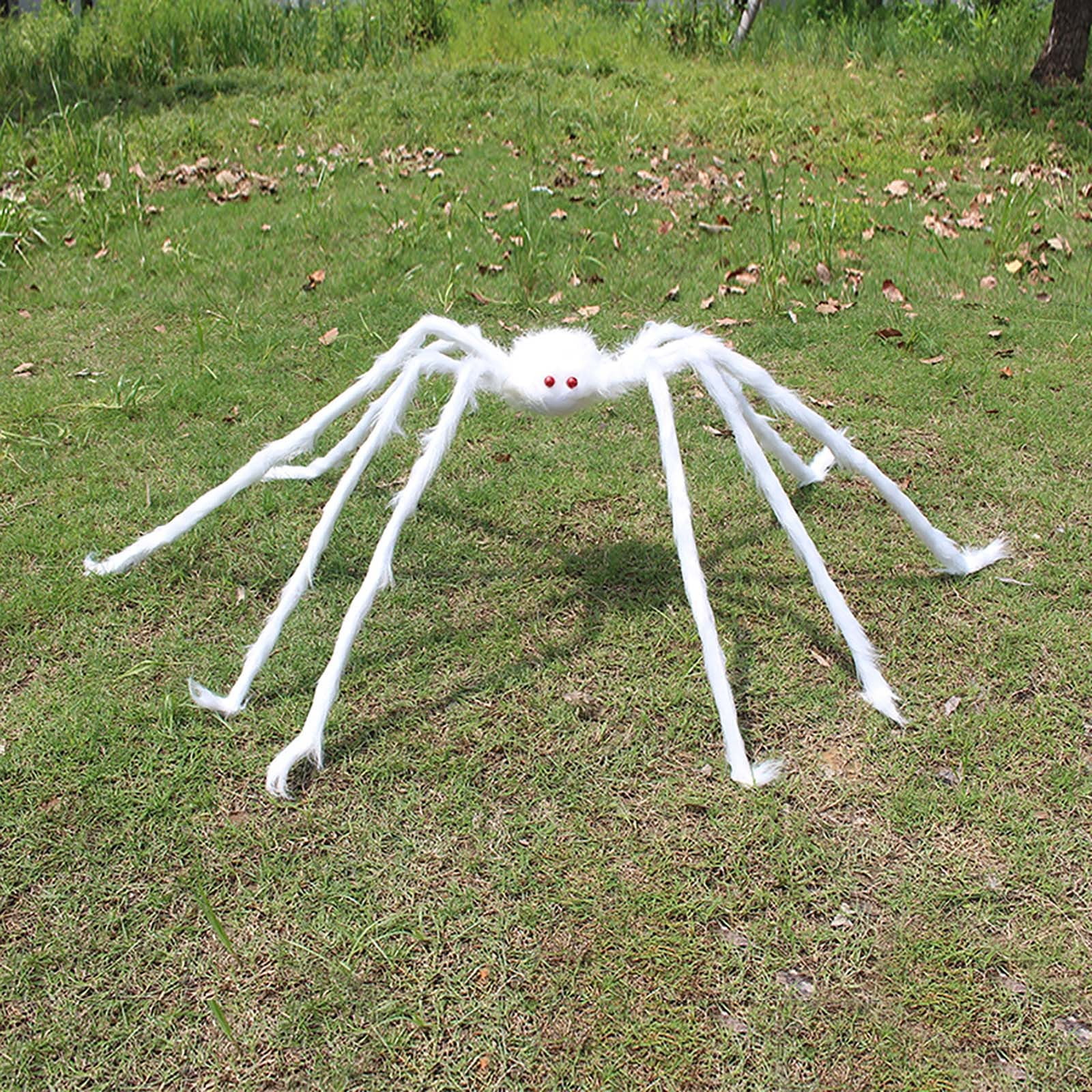 Halloween Giant White Spider Decorations, Realistic Large Scary Spider ...
