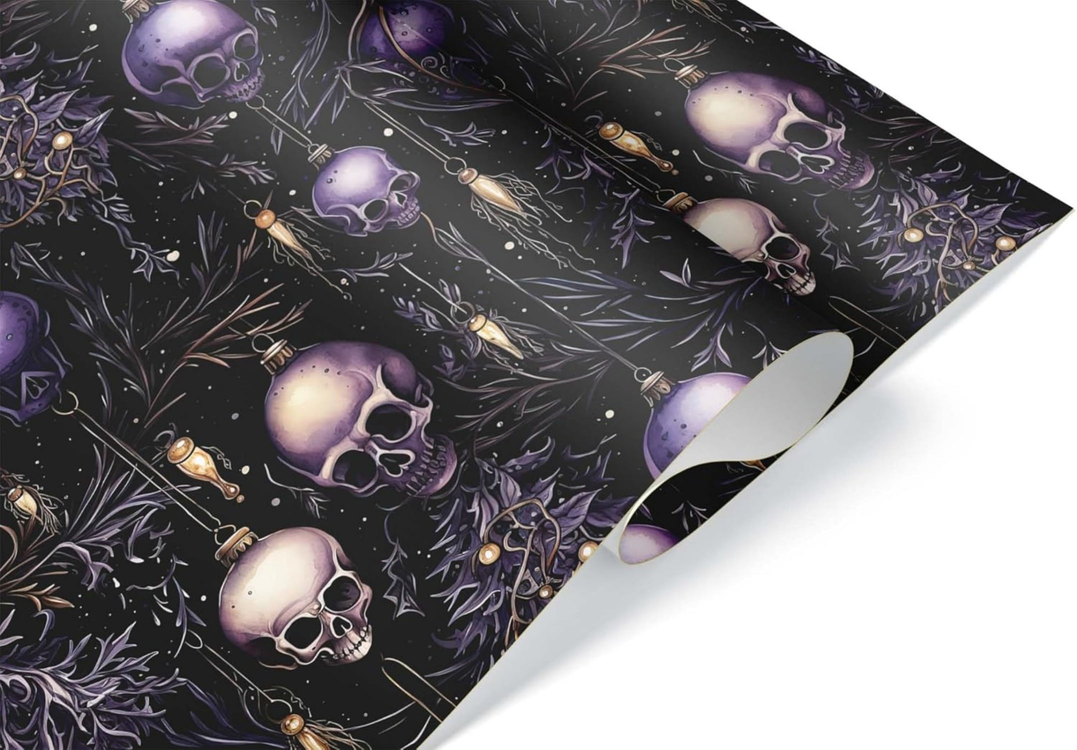 Halloween Gift Wrap Paper 23 Inch x 58 Inch Black and Purple Gothic ...