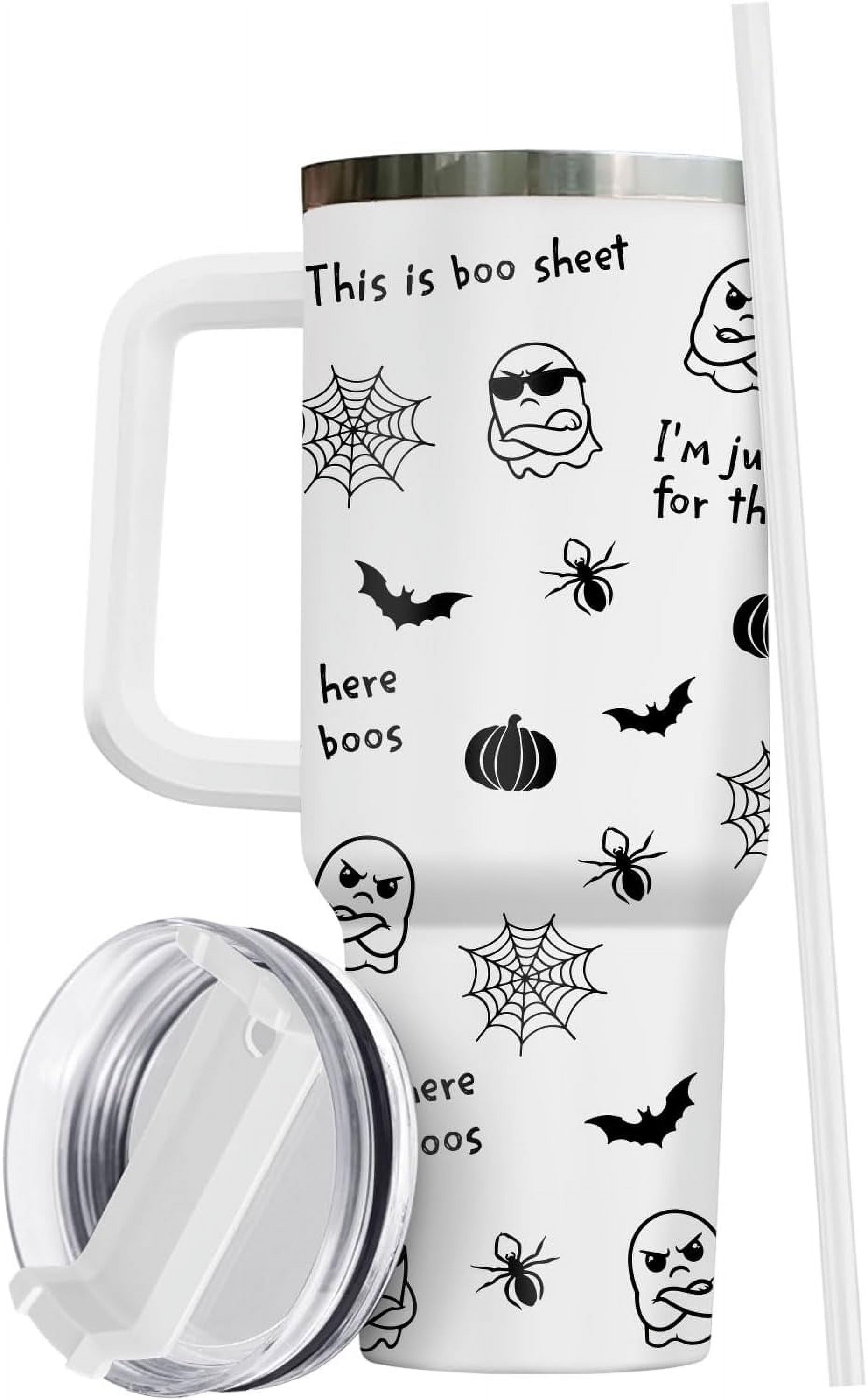 Halloween Gifts for Women Men Boys Girls, Black Spooky Boo Tumbler 40 ...