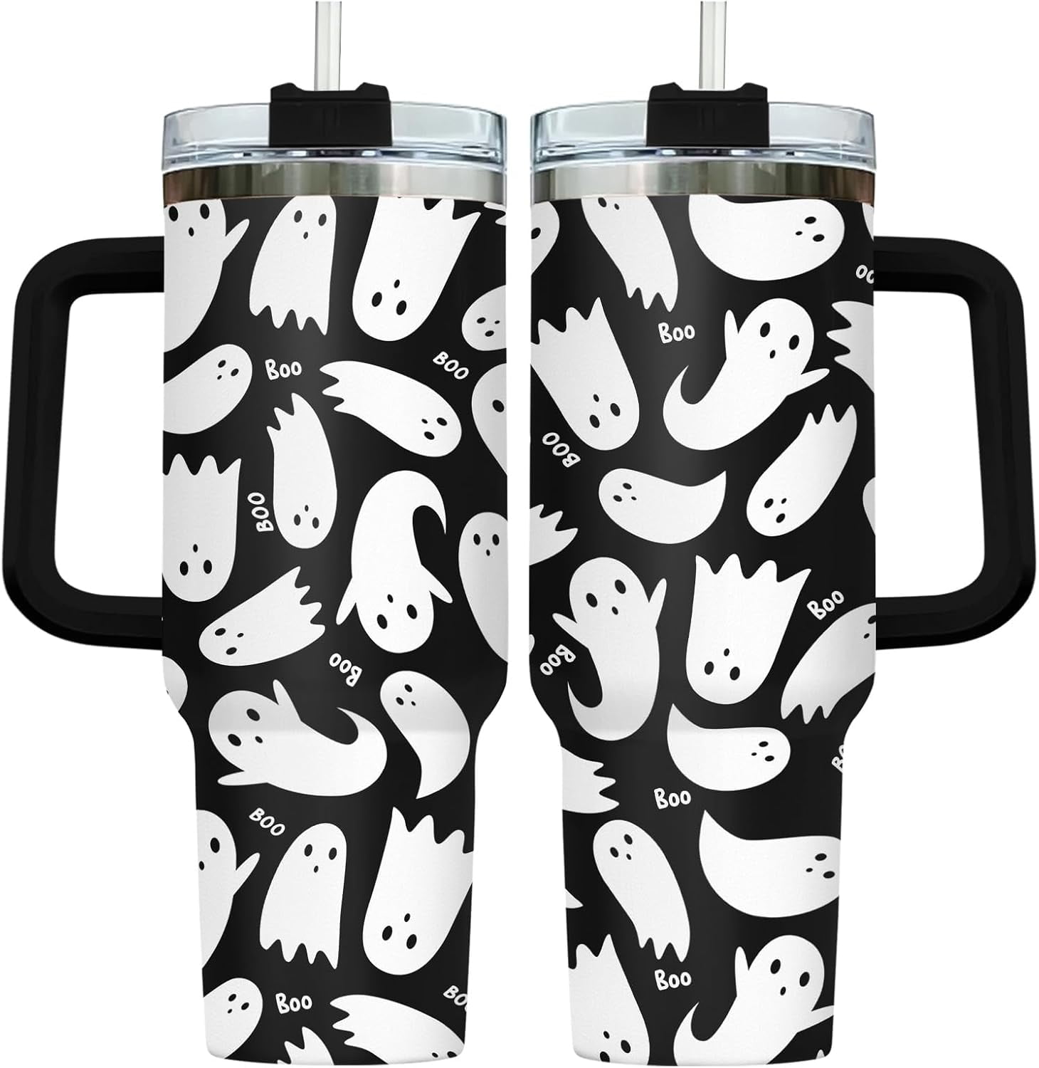 Halloween Gifts for Women Men Boys Girls, Black Spooky Boo Tumbler 40 ...