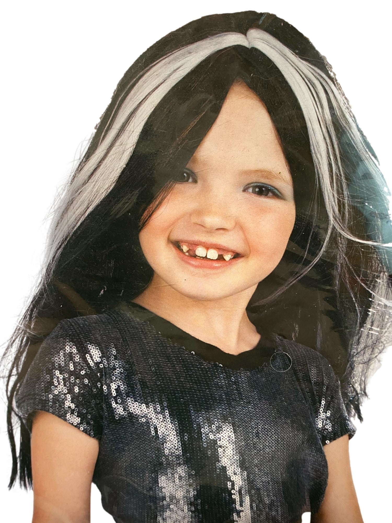 Halloween Girls Long Black & White Witch Wig - Walmart.com