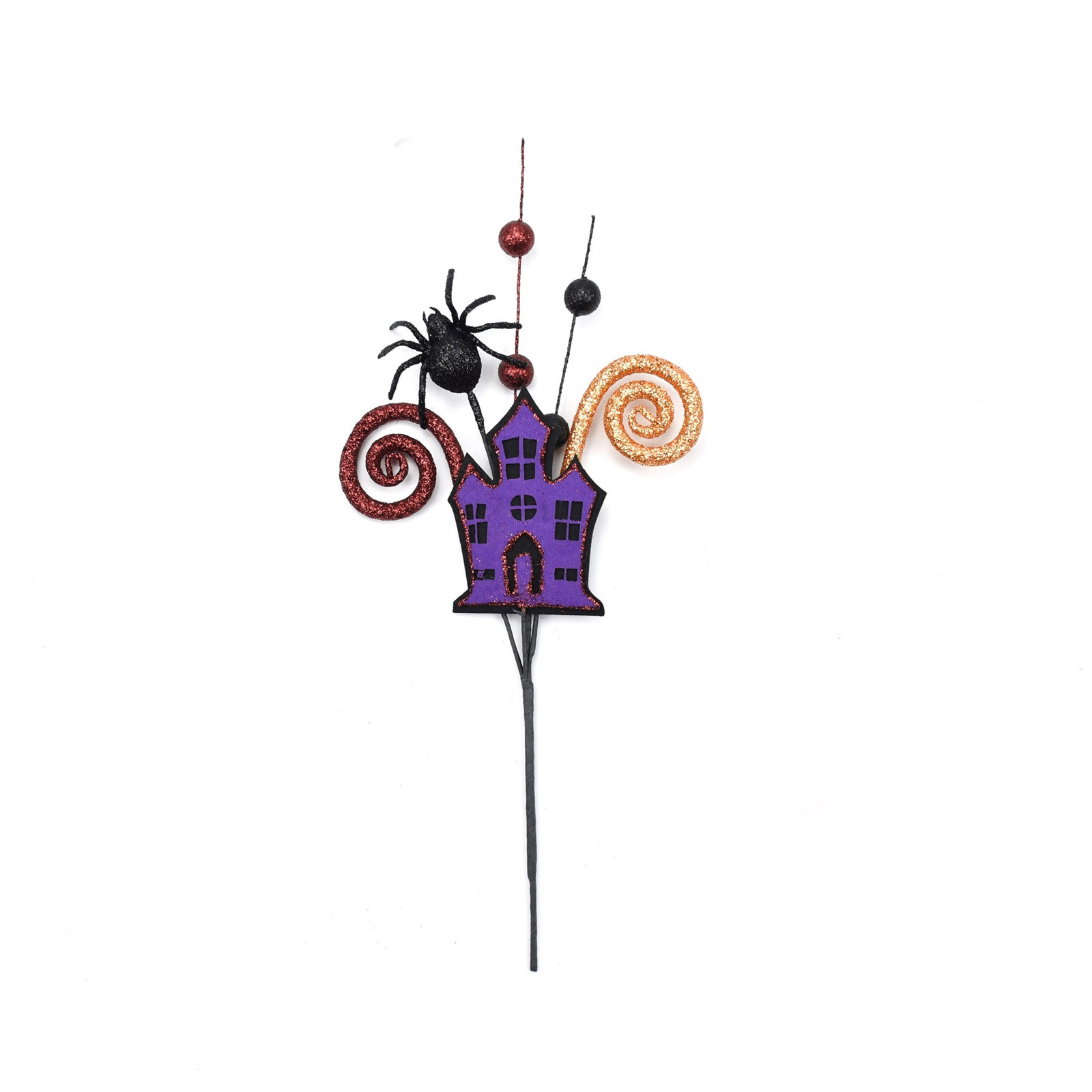 Halloween Glitter Haunted House and Pumpkin Floral Pick: Disturbing ...