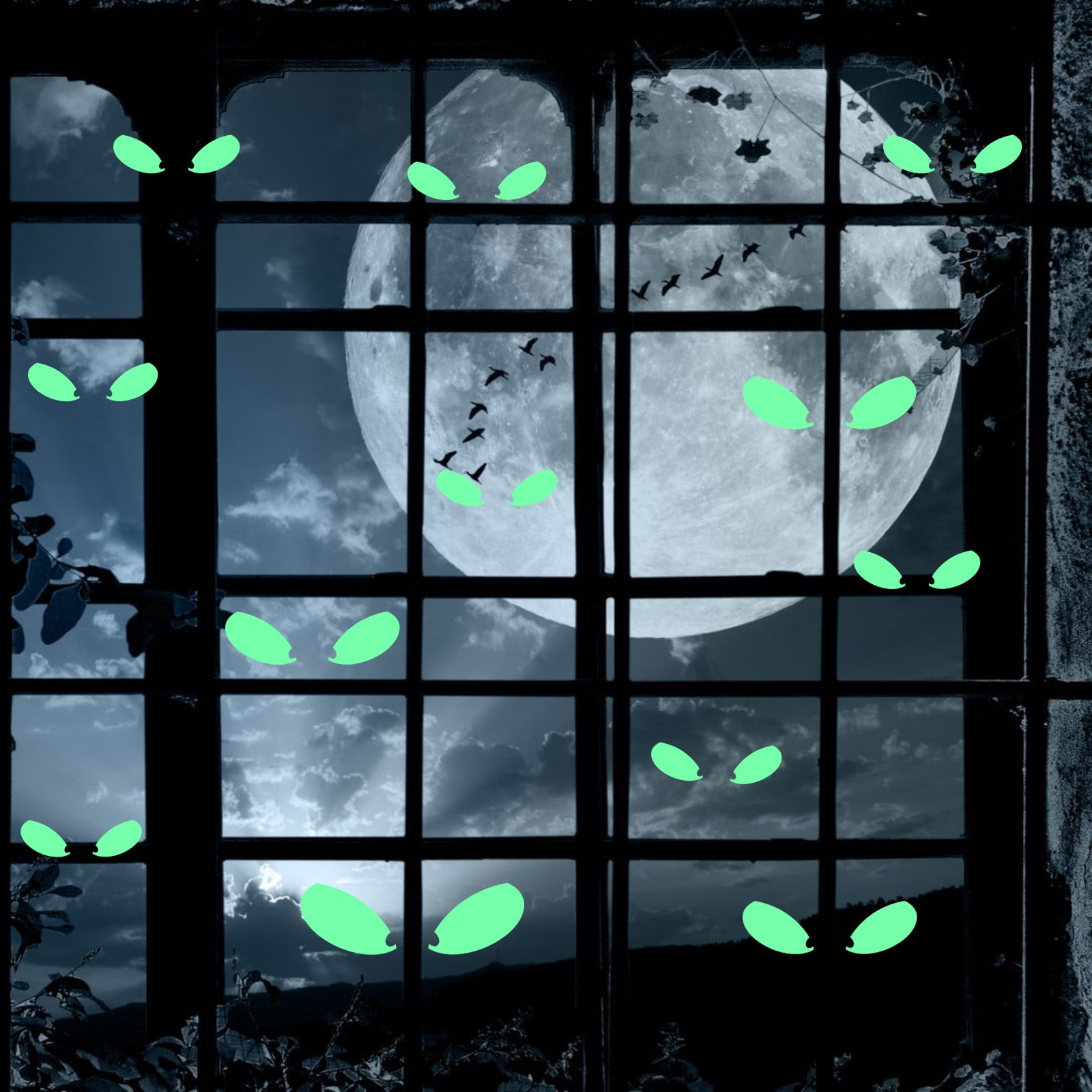 Halloween Glow in The Dark Decorations Weird Eyes Sticker Green ...