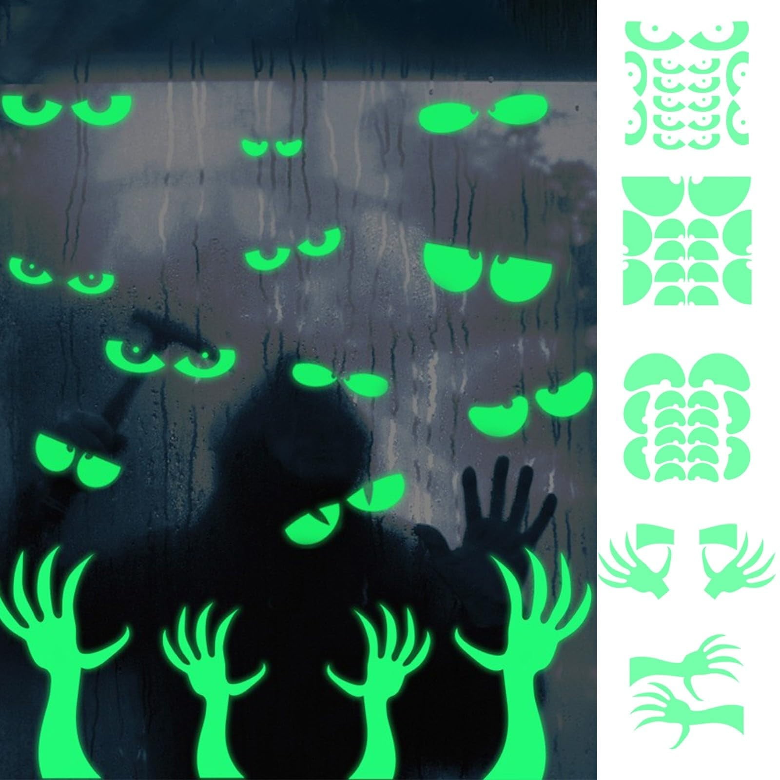 Halloween Glow in The Dark Decorations Weird Moon Sticker Green ...