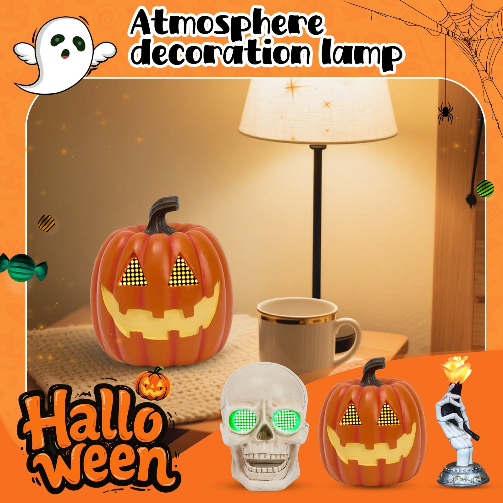 Halloween Glow in The Dark Pumpkin: Electric Jack-O-Lantern Statue with ...