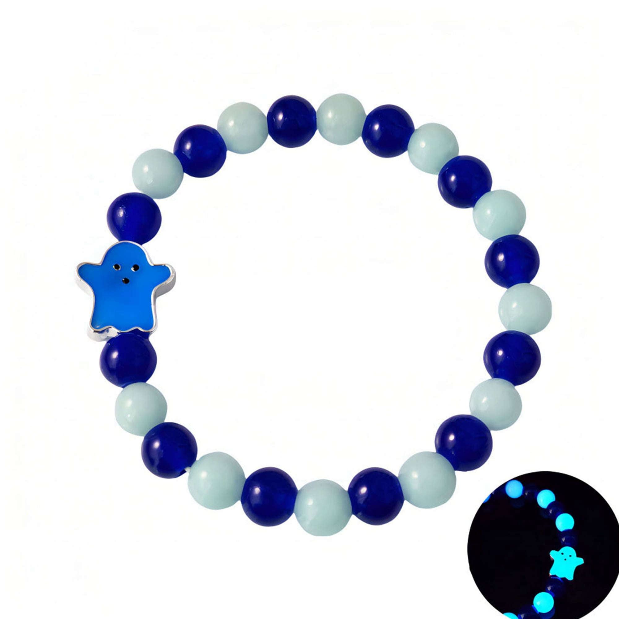 Halloween Glow In The Dark Ghost Bracelet for Adults Kids Cute Beaded ...