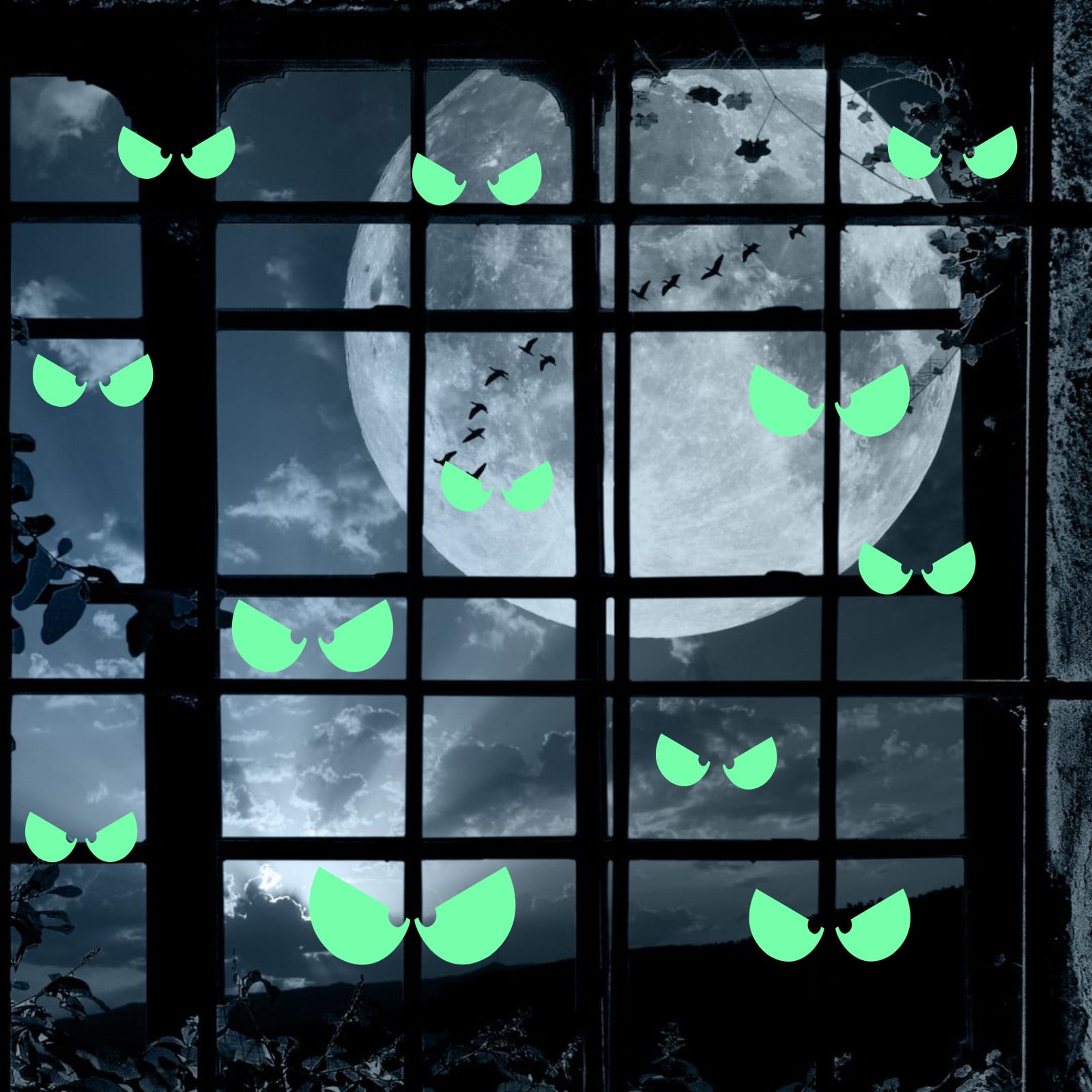 Halloween Glow in The Dark Decorations Weird Eyes Sticker Green ...