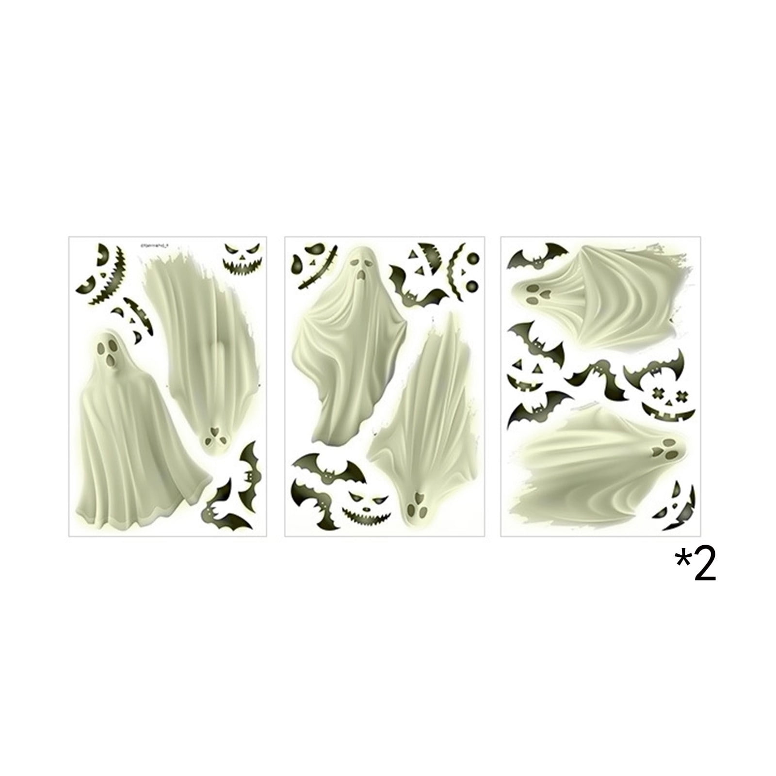 Halloween Glow Window Stickers 3 Pieces Ghost Design Peel And Stick ...