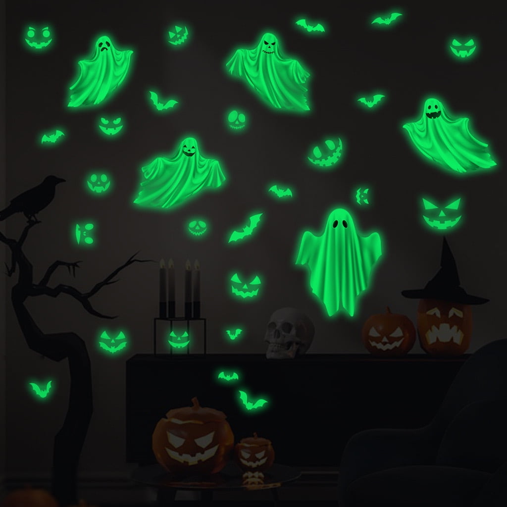 Halloween Glow in The Dark Window Decals Luminous Stickers 3D Cute ...