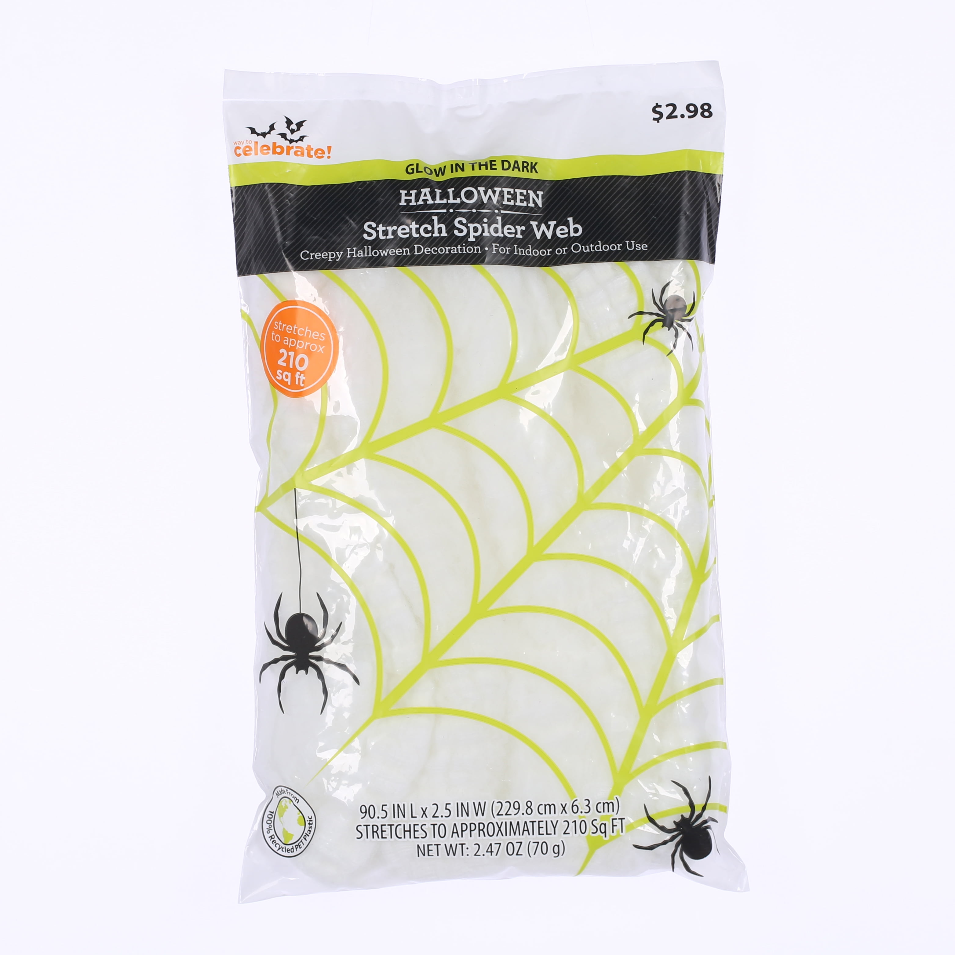 Halloween Glow in The dark Stretch Spiderweb Spooky Décor, by Way to ...