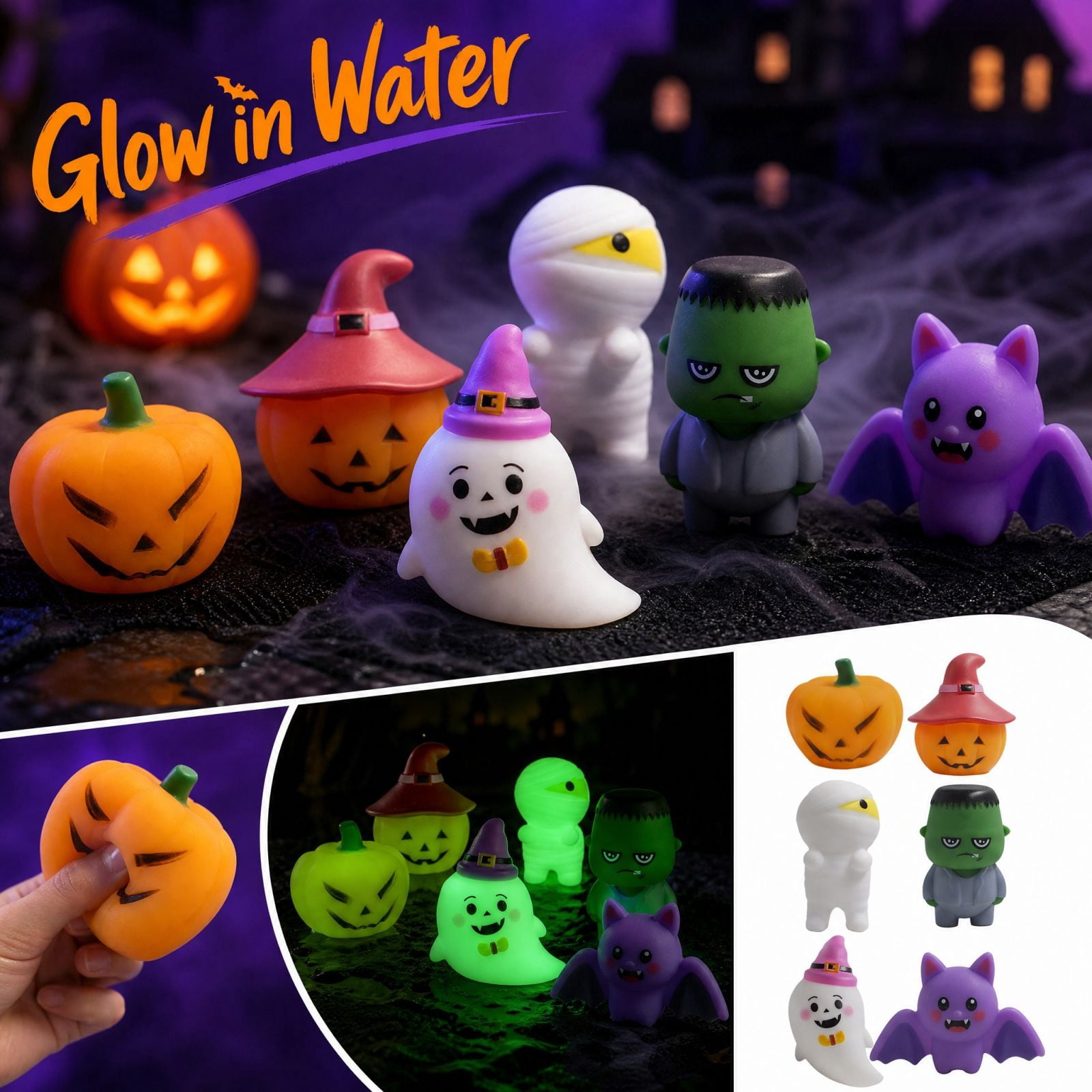 Halloween Glow‑in‑Water Squeeze Fidget Toy, Luminous Stress Relief ...