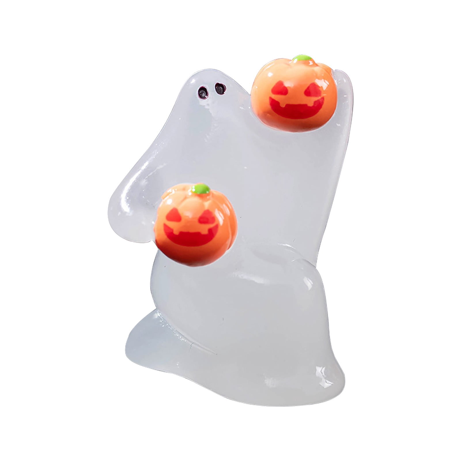 Halloween Glow-in-the-Dark Ghost Holding Pumpkin Figurine Adorable ...