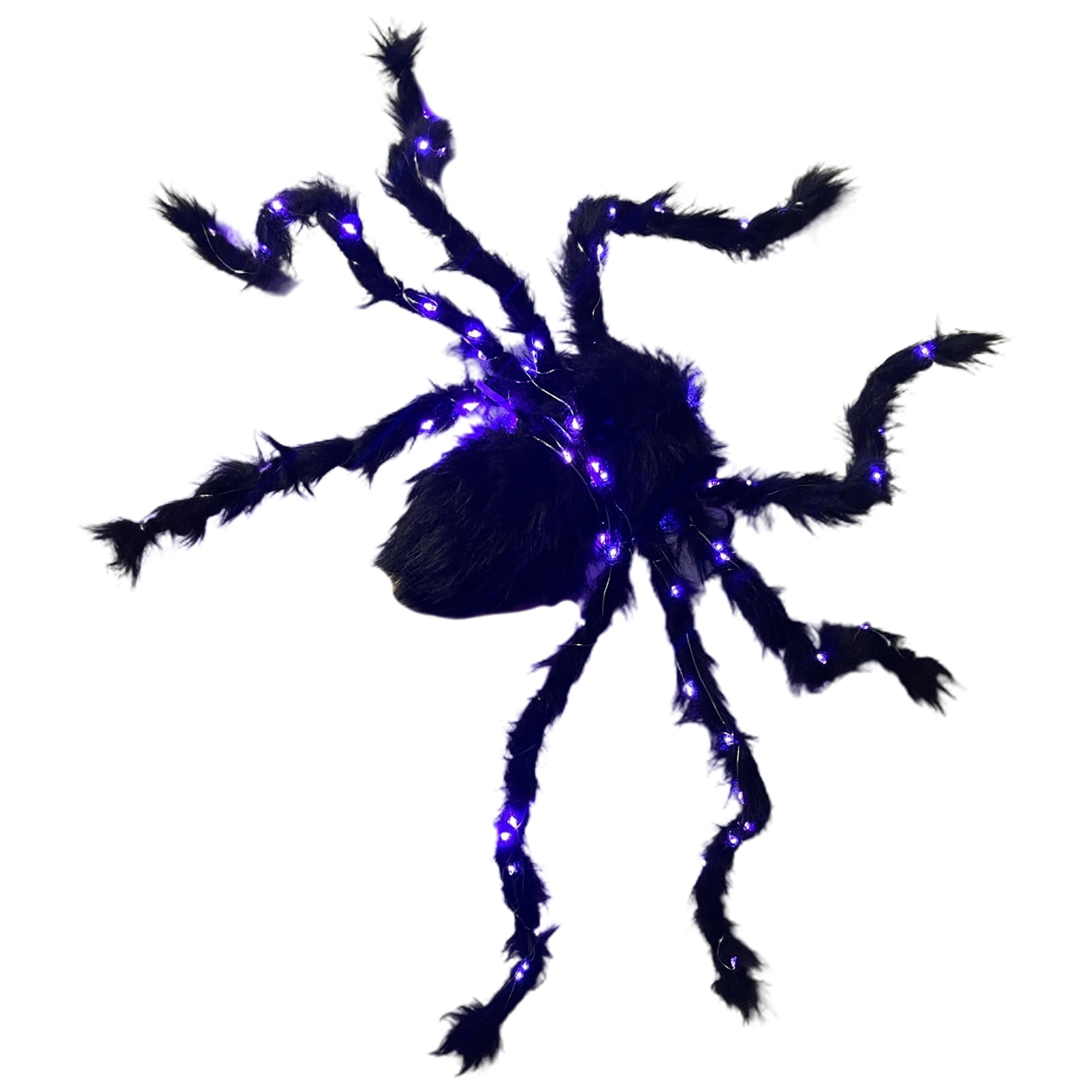 Halloween Glowing Plush Spider Decoration with Bendable Legs LED Light ...