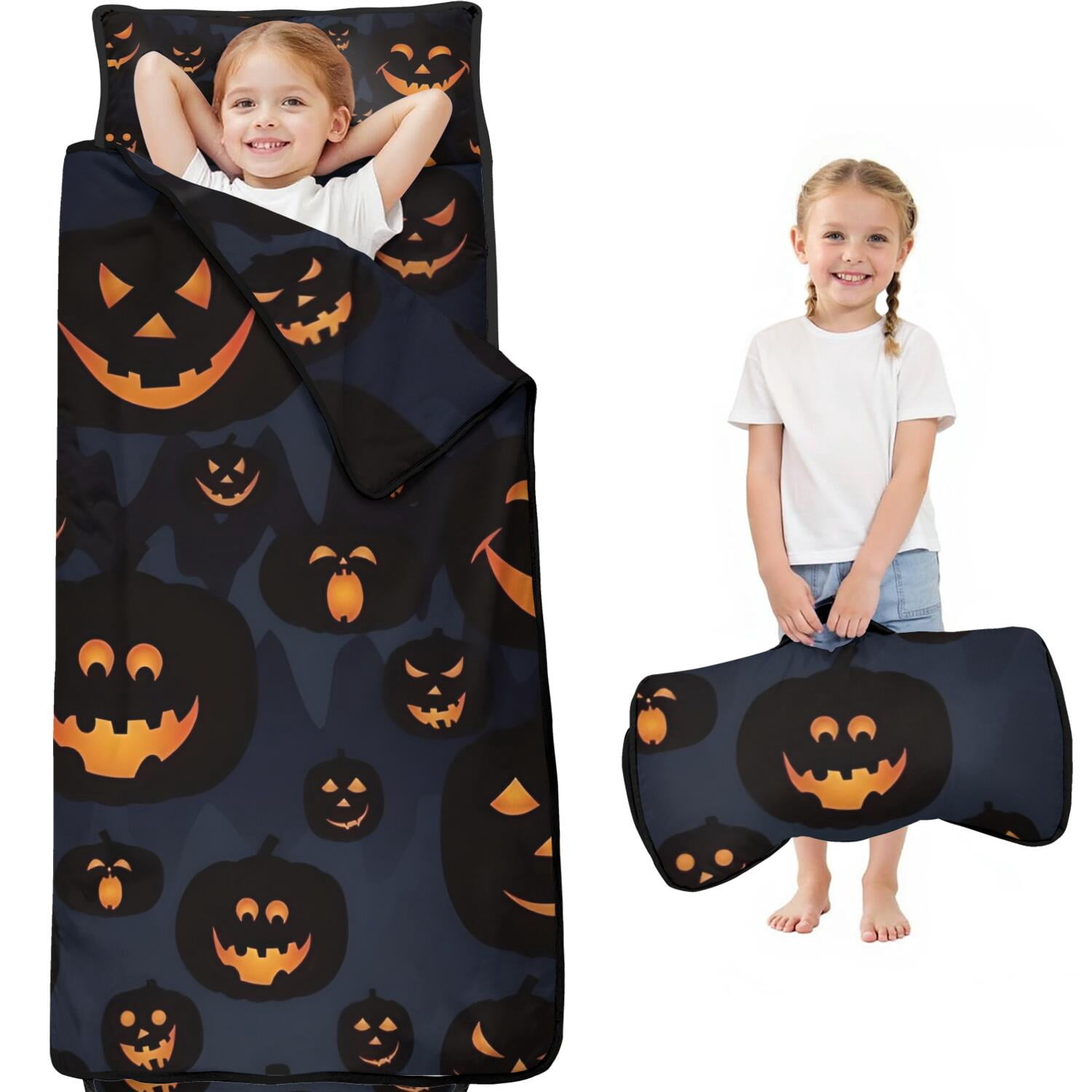 Halloween Glowing Pumpkins Pattern Toddler Nap Mats for Kids Preschool ...