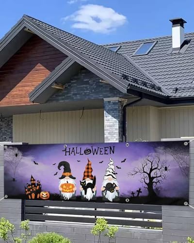 Halloween Gnome Pumpkin Black Cat Spiders- Hall Ween Outdoor Holiday ...