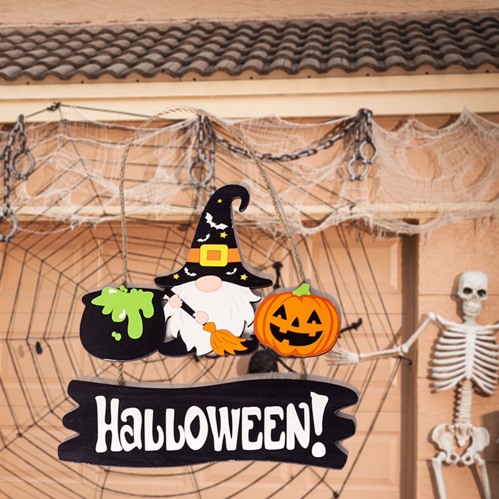 Halloween Gnomes Sign Pumpkin Gnome Wooden Plaque with String Lights ...