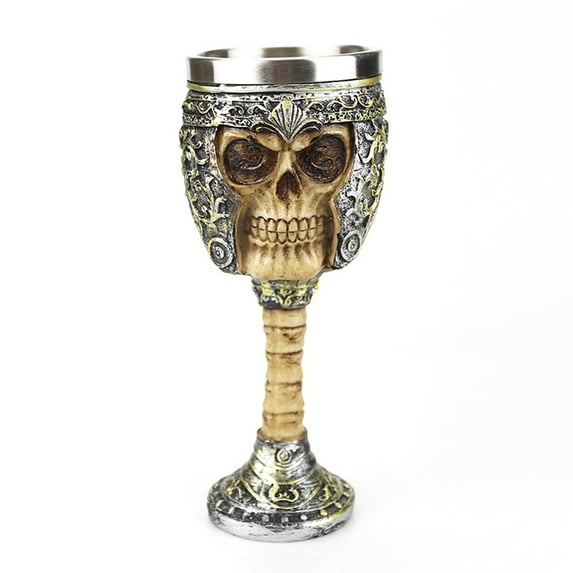 Halloween Goblet with Skull Shape, Resin Stainless Steel Wine Cup ...