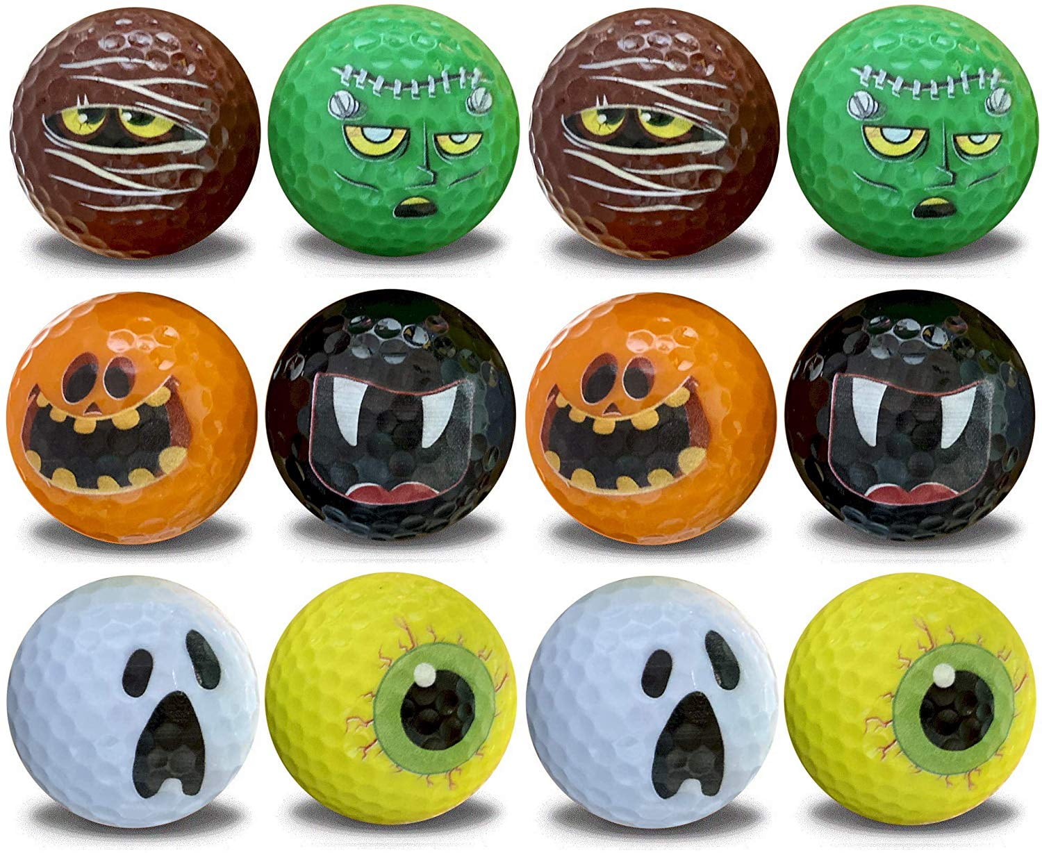 Halloween Golf Balls 12 Pack by GBM Golf – 6 Assorted Frightening ...