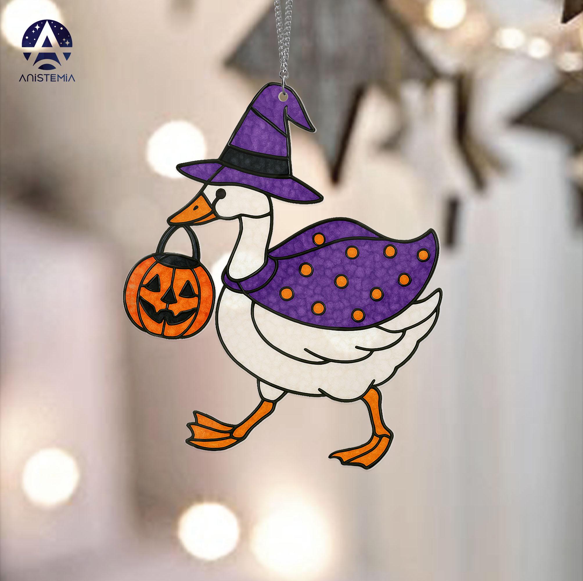 Halloween Goose Acrylic Suncatcher Spooky Goose Window Hanging, Funny ...