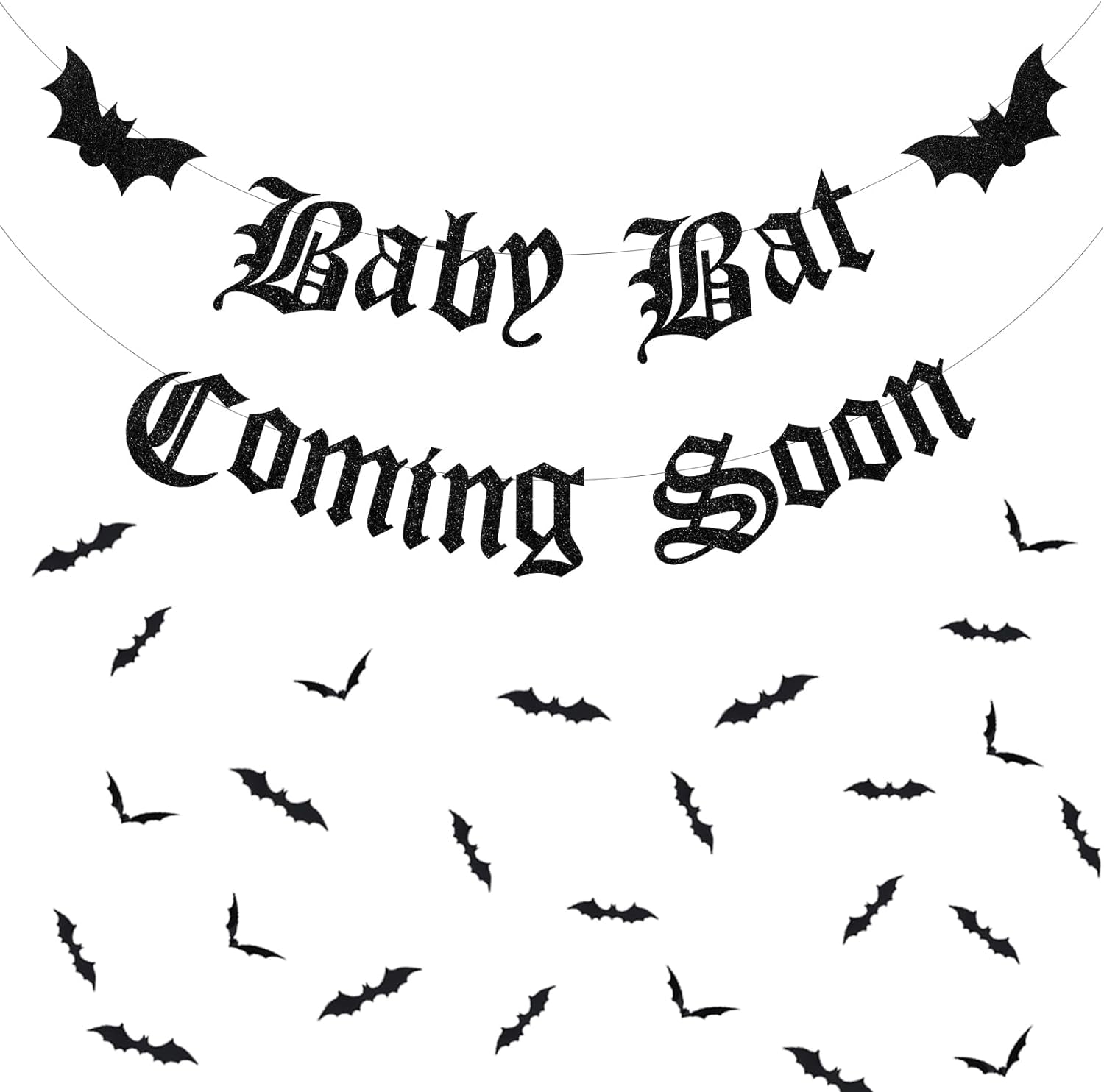 Halloween Gothic Baby Shower Decorations Banner, Bat Baby Shower ...